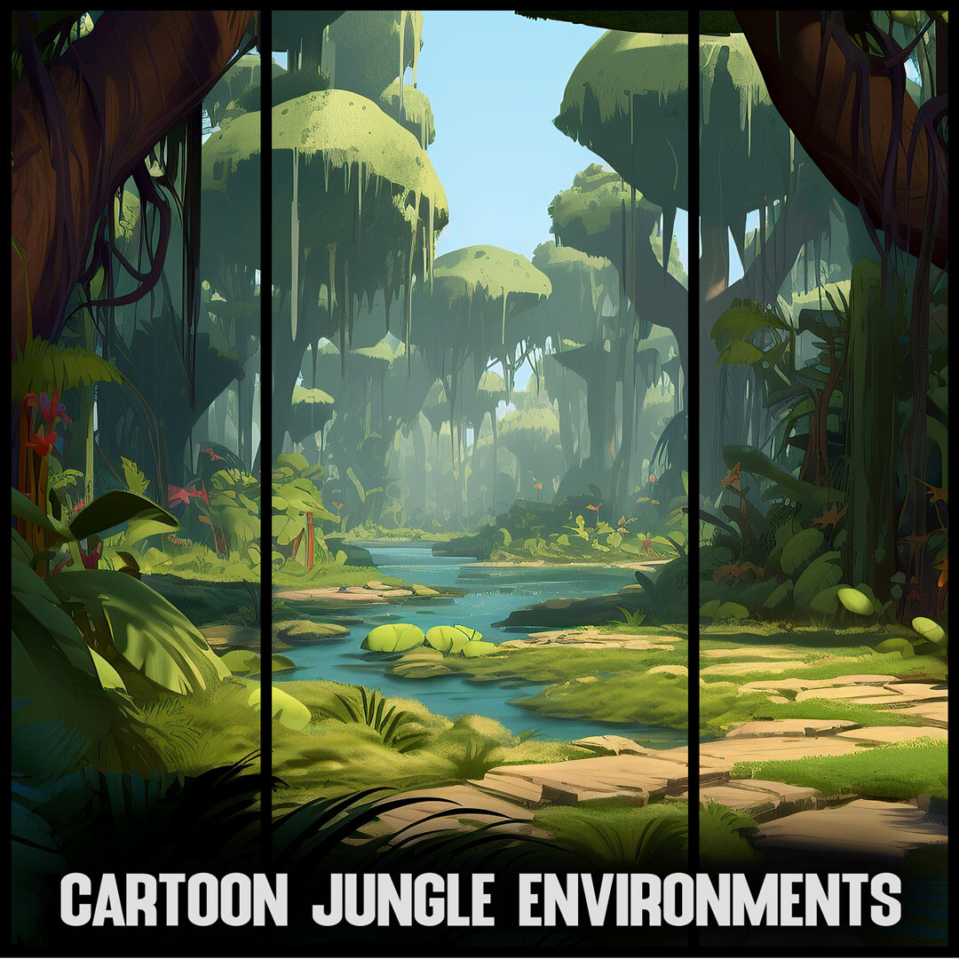 ArtStation - 300 Cartoon Jungle Environments