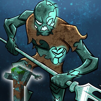 how to draw minecraft drowned