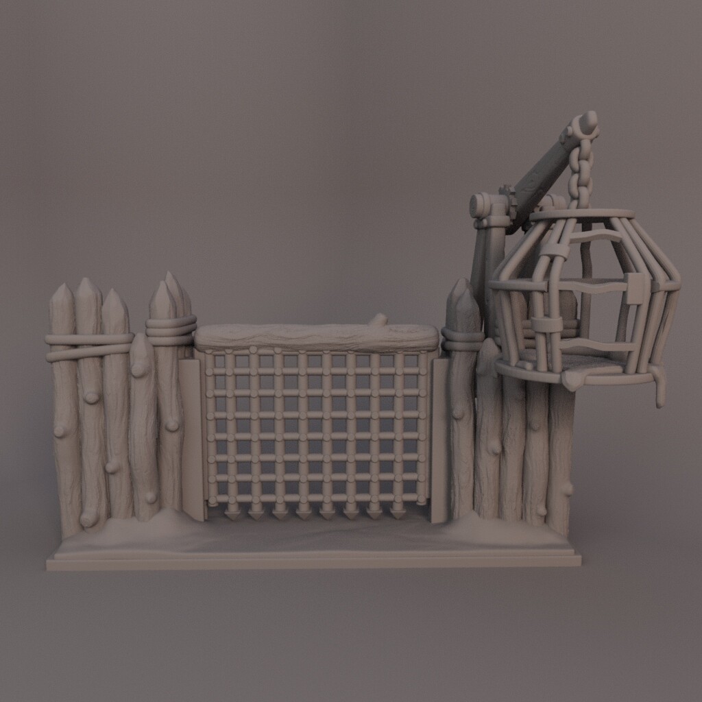 ArtStation - gate wooden wall segment