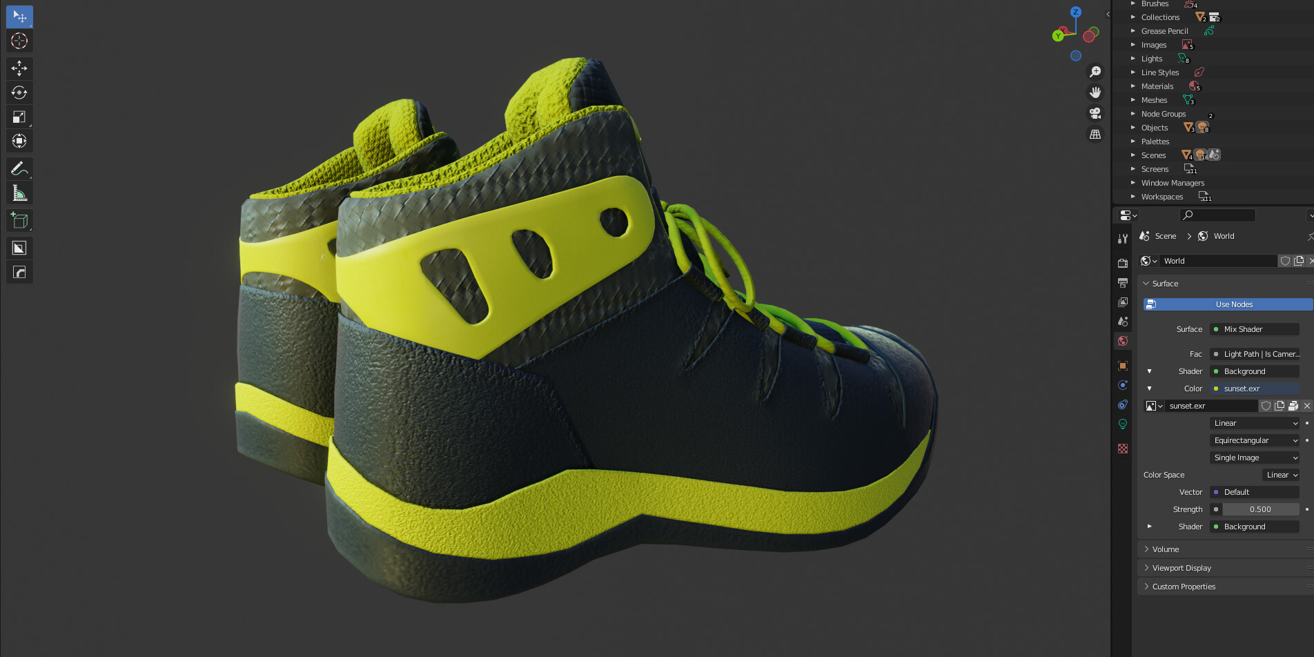 Phong Ly - 3D Modeling Shoes Style 2 - PBR - 4K Textures - Blender Cycles and Eevee