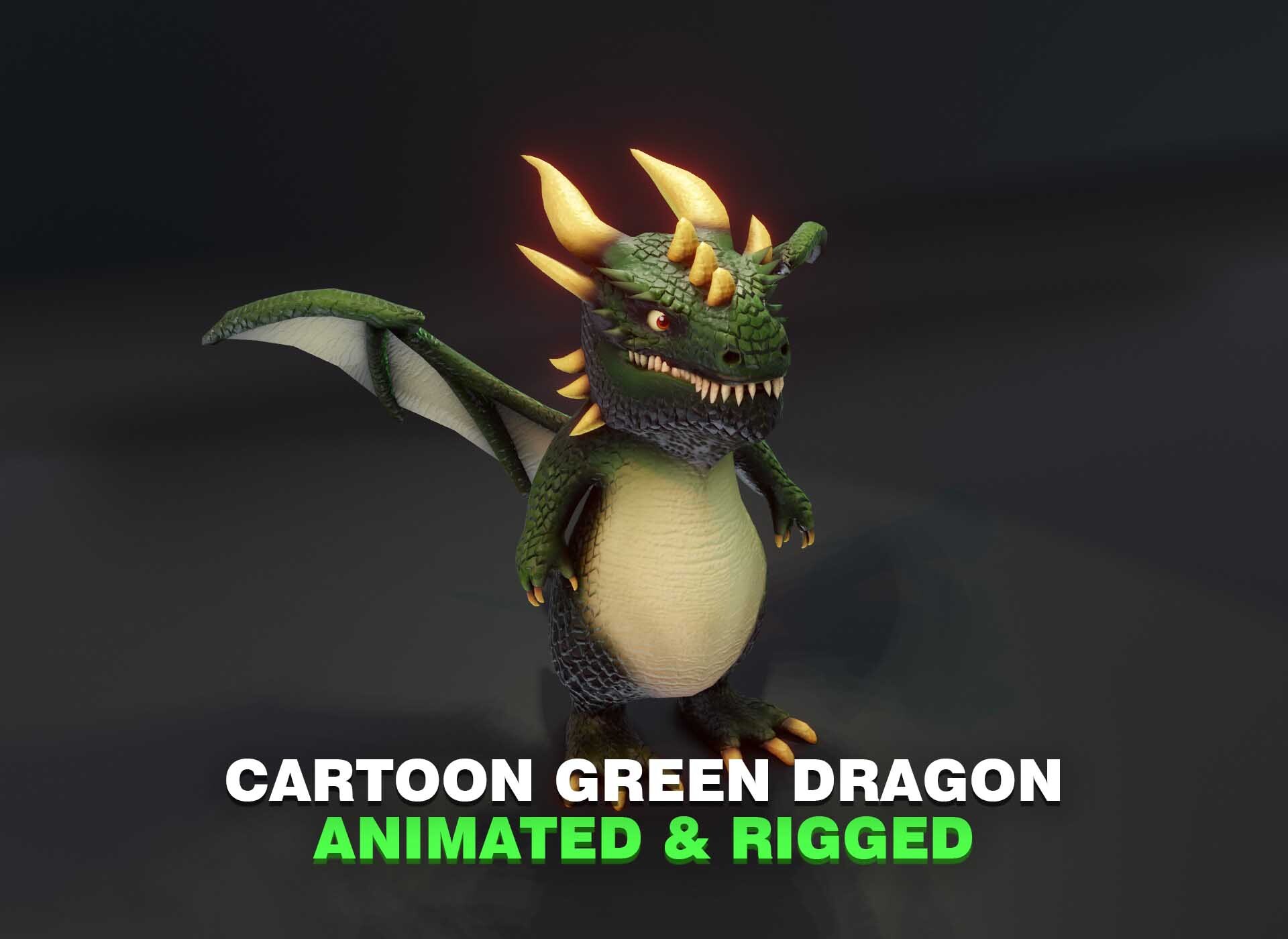 ArtStation - Cartoon Green Dragon Animated Low-poly 3D Model