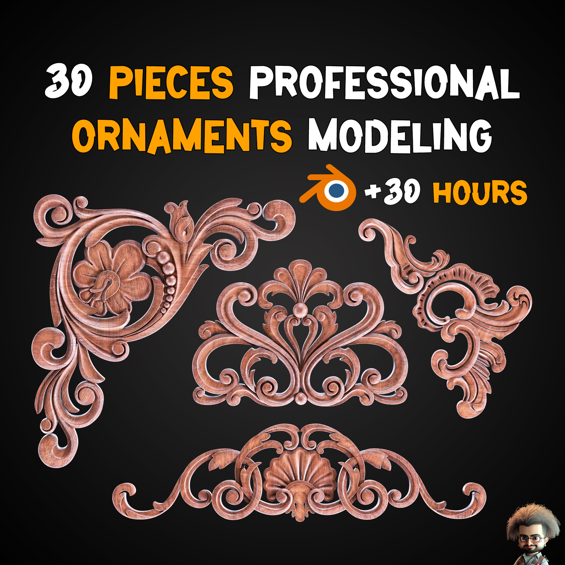 ArtStation - 30 Pieces Professional Ornaments Modeling in Blender