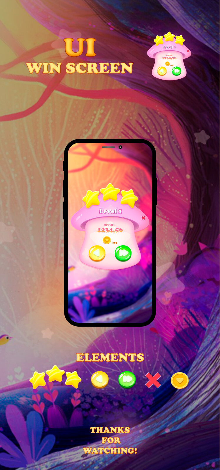 Viktoria M - Mushroom UX/UI win screen