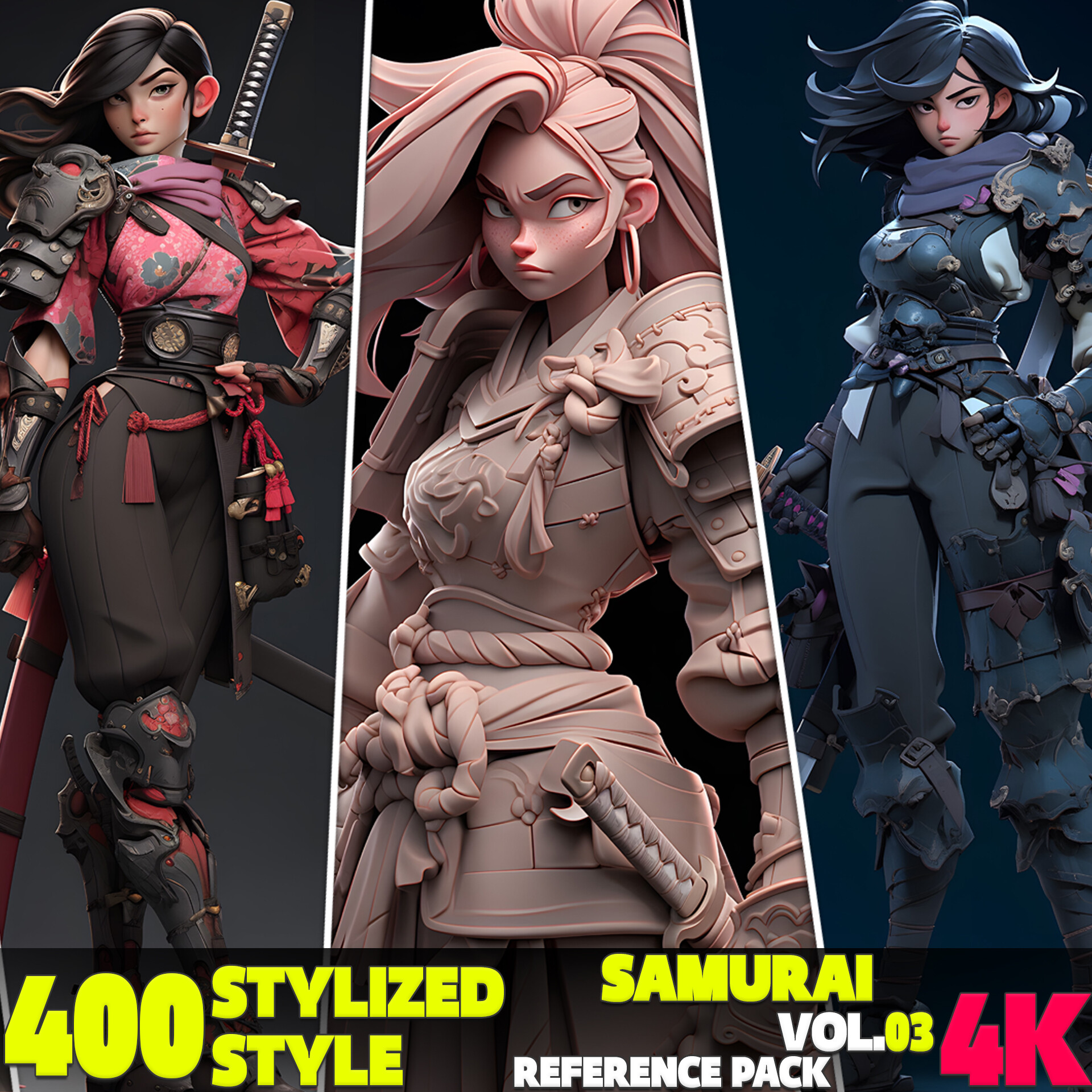 ArtStation - 400 4K Stylized Samurai Warrior Reference Pack Vol.03