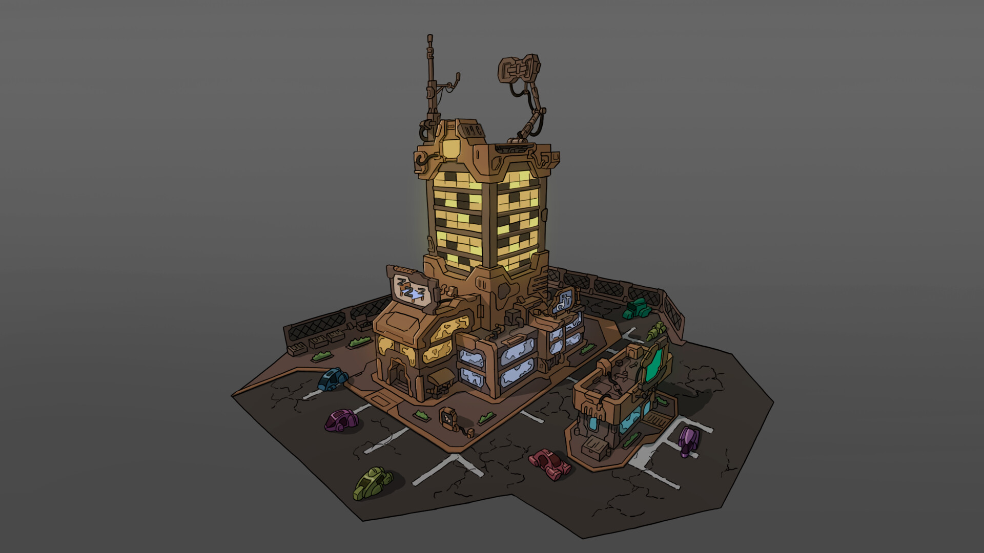 ArtStation - A big cyberpunk house.