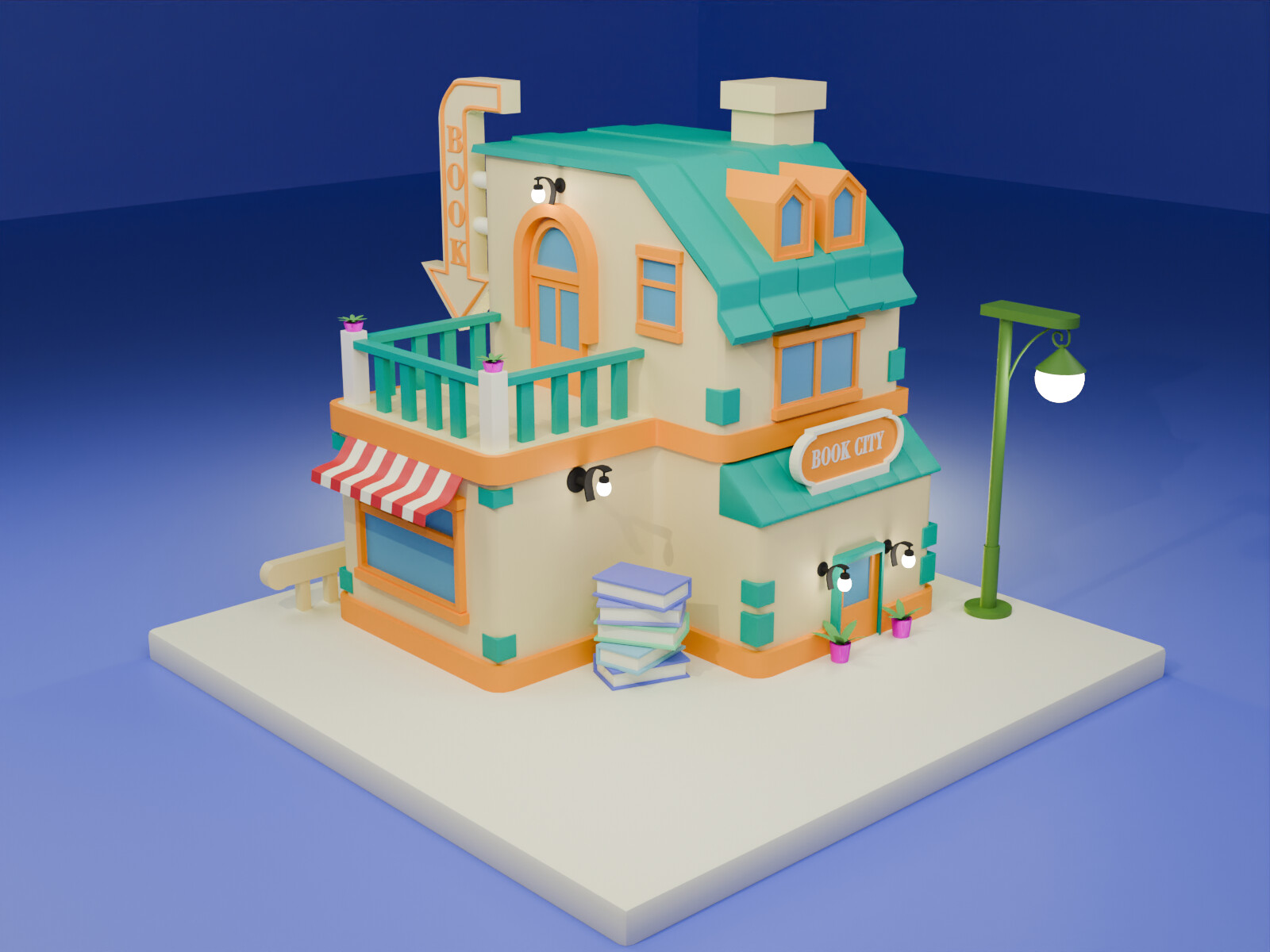 ArtStation - Low Poly Book House