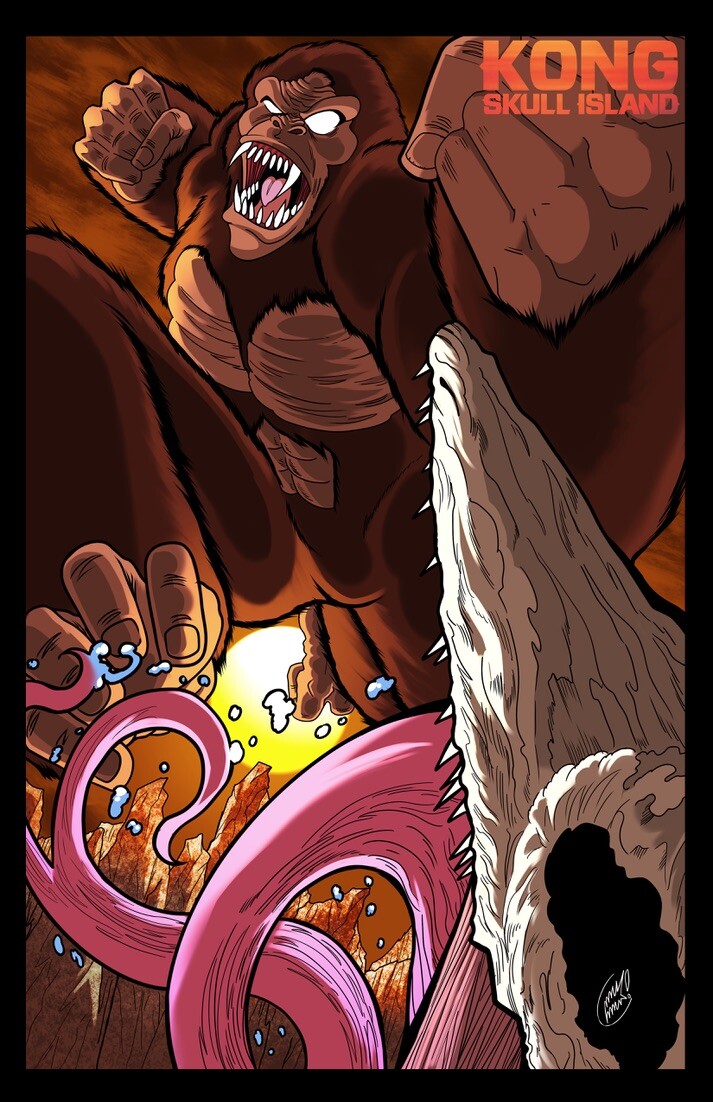 how to draw king kong skull island