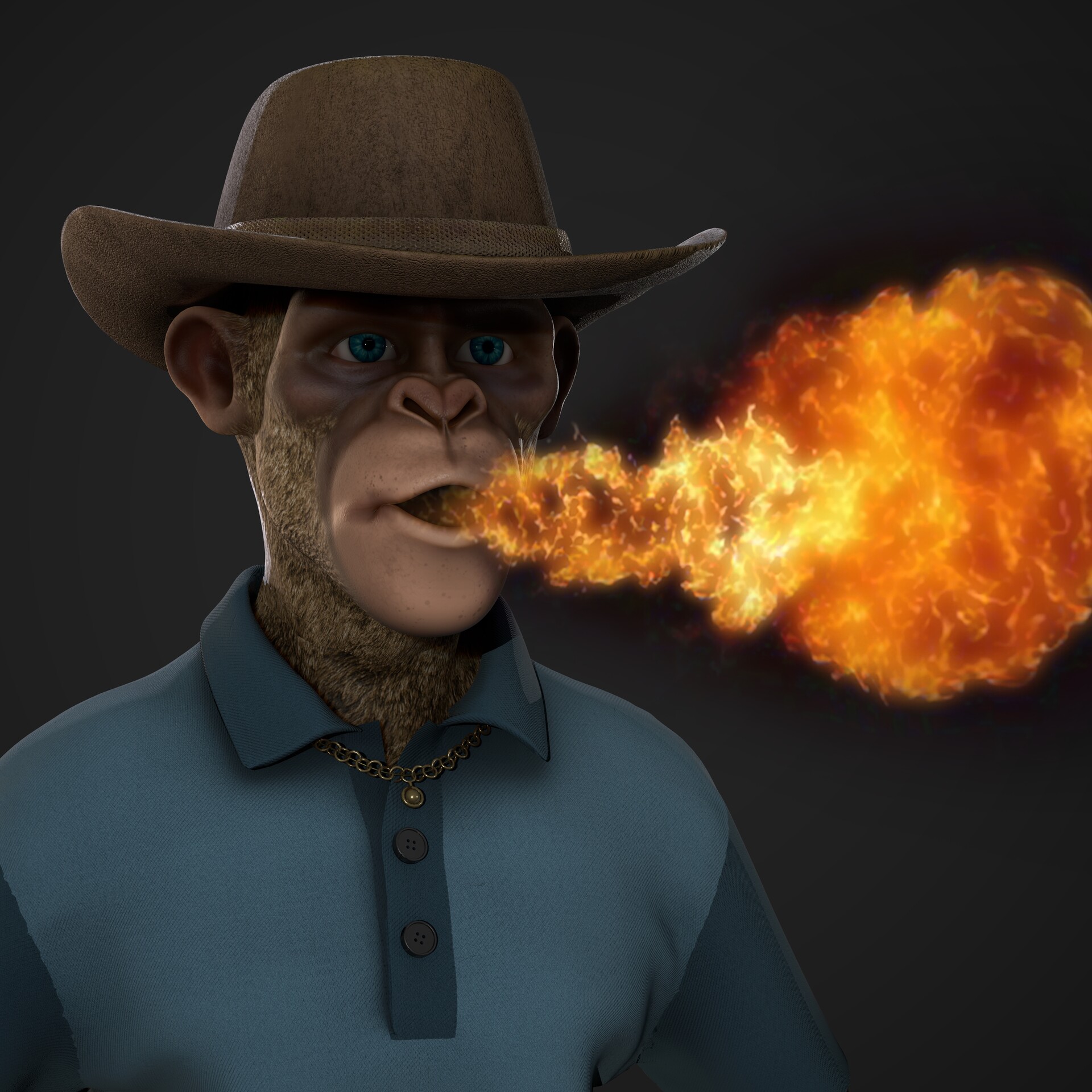 ArtStation - Ape Fire Breathe 3d NFT Artwork