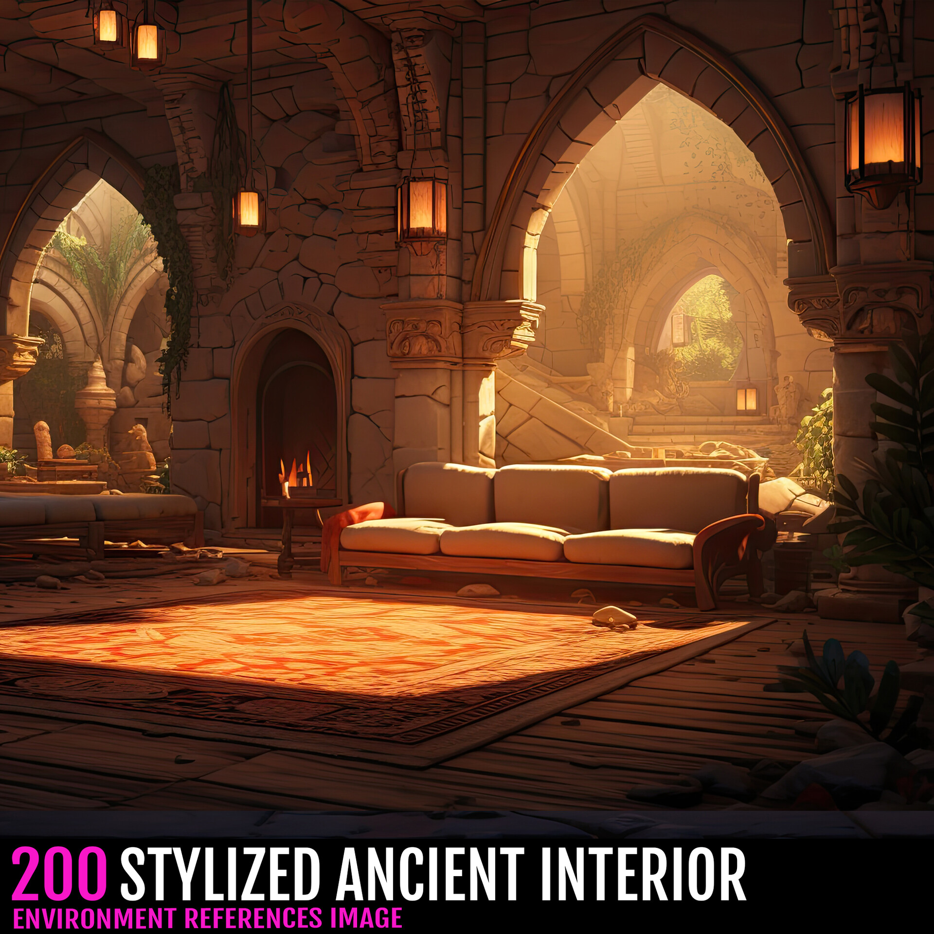 ArtStation - 200 STYLIZED ANCIENT INTERIOR ENVIRONMENT / 4K