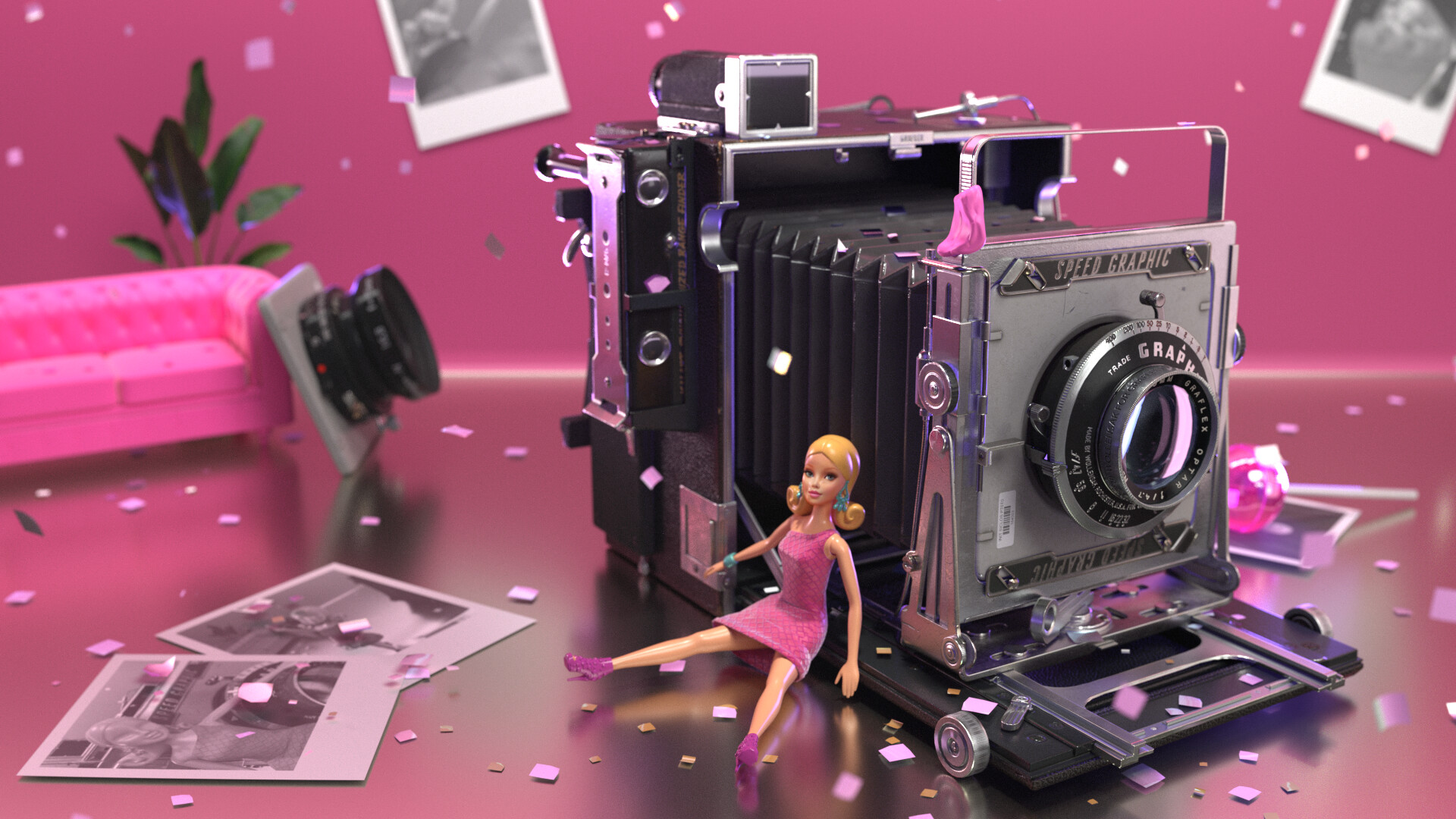 ArtStation - Сamera Graflex Speed Graphic with replacement lenses