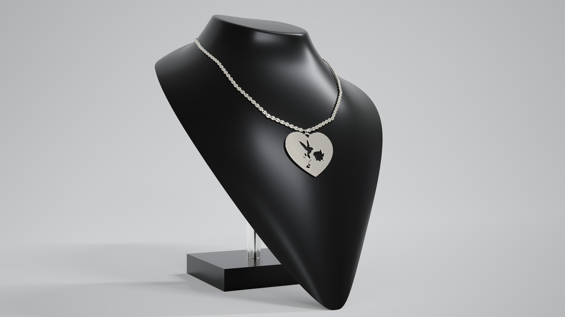 ArtStation - 3D printing silver bird necklace model