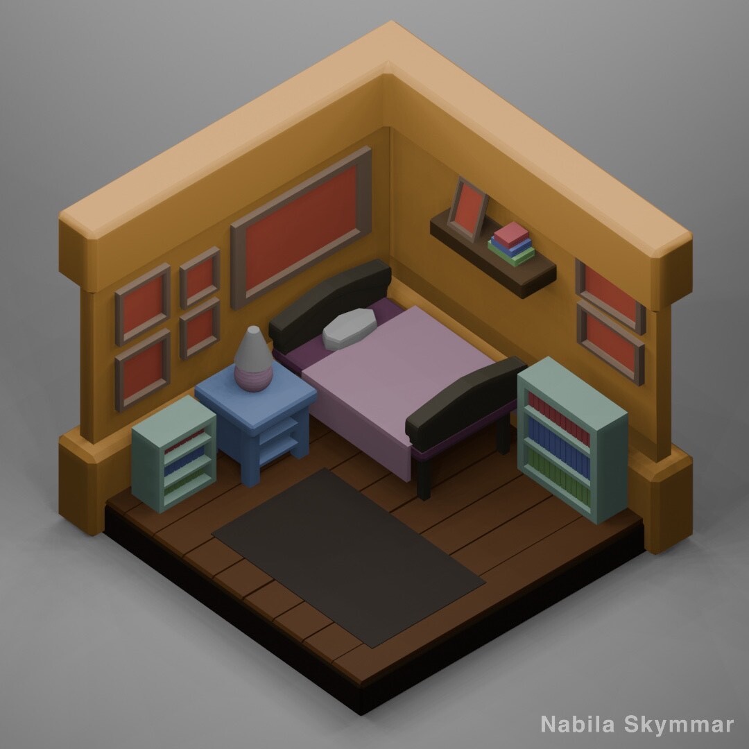 Nabila Skymmar - 3D Isometric Room (Blender)