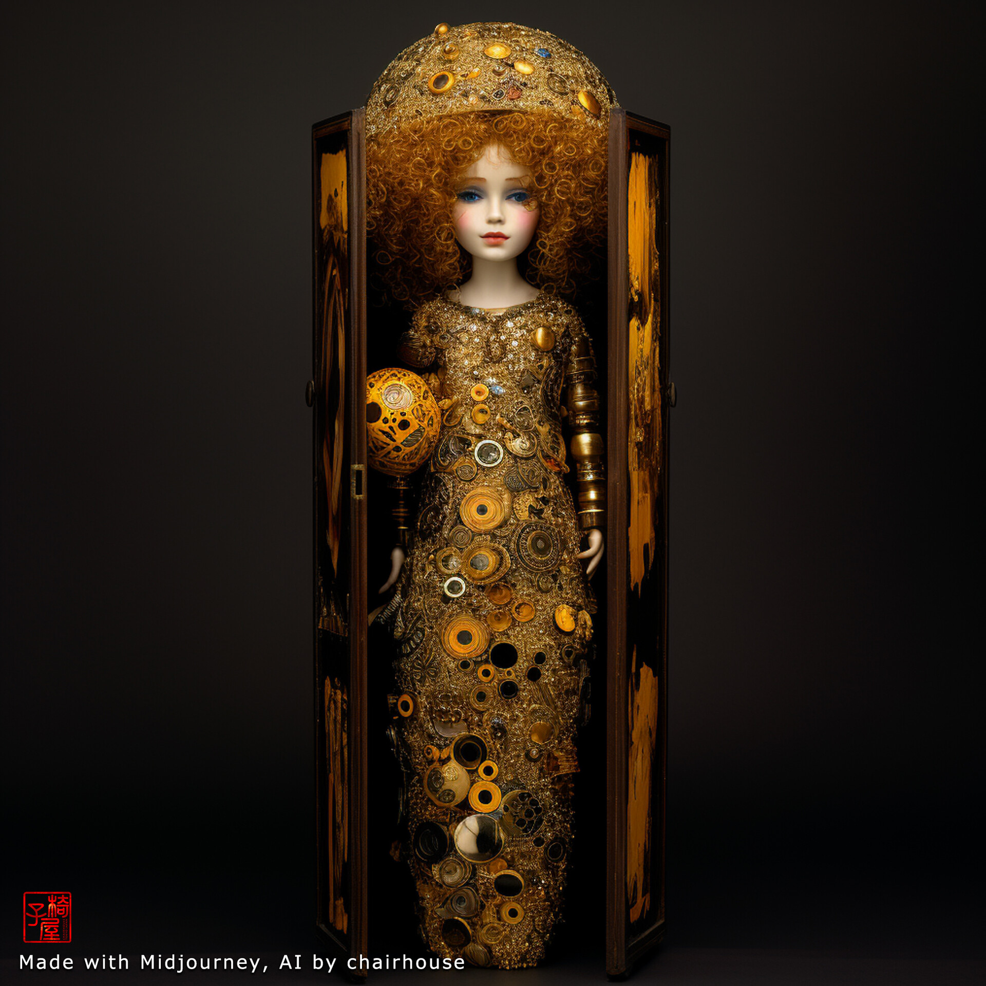 ArtStation - doll dark gold stand with #Midjourney 231206