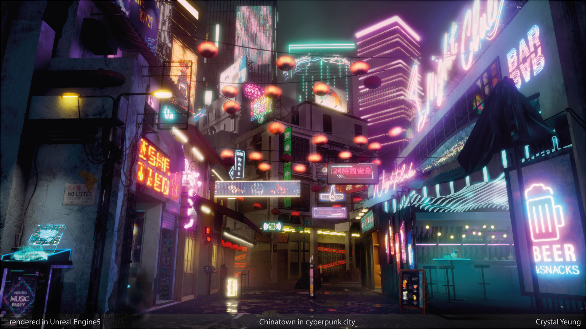 ArtStation - Chinatown in cyberpunk city