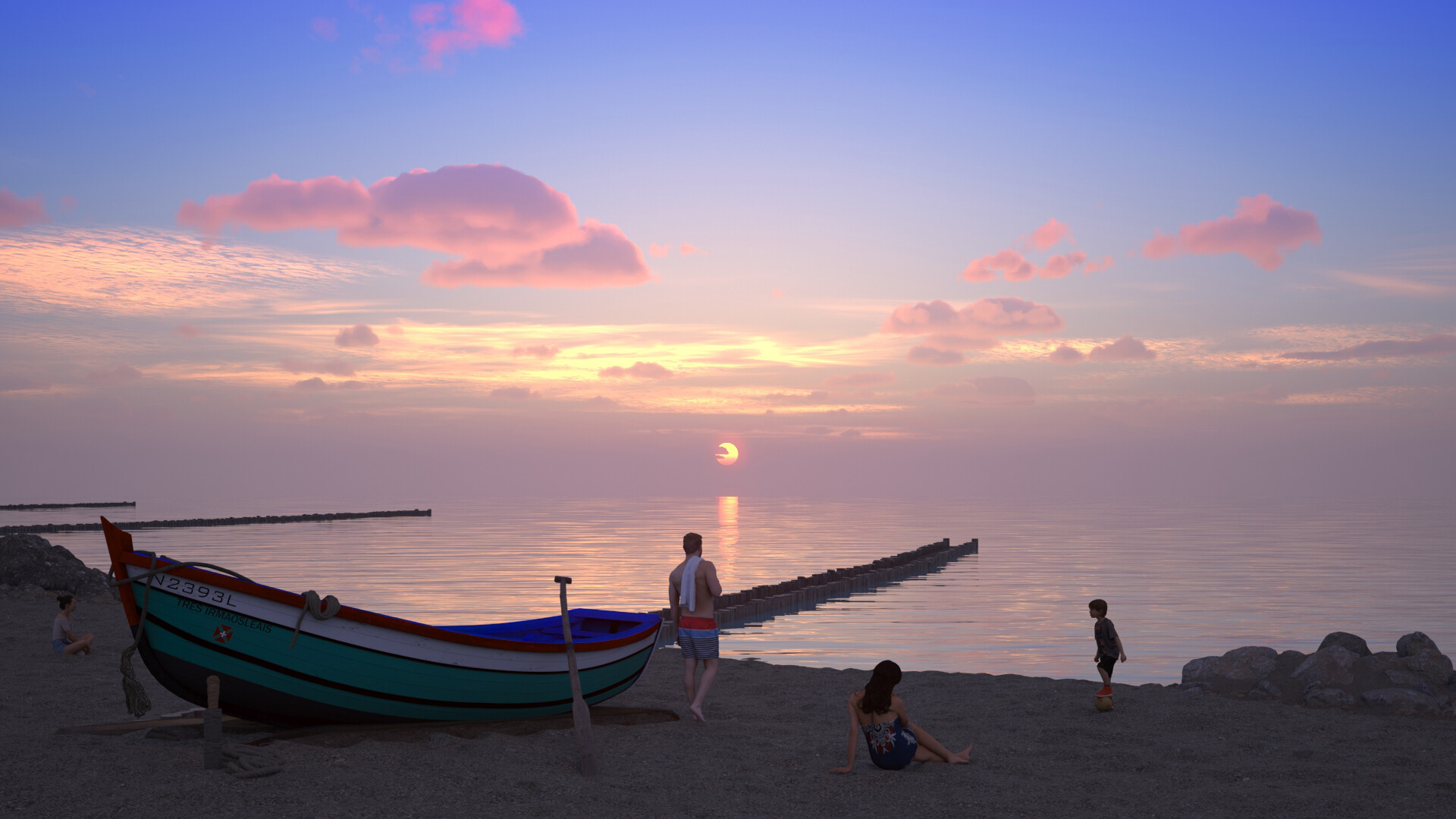 ArtStation - Sunset Boat scene