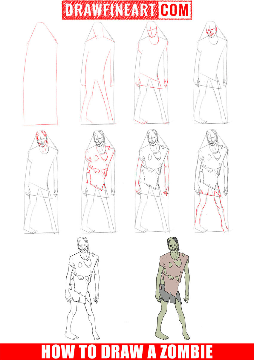 step by step zombie