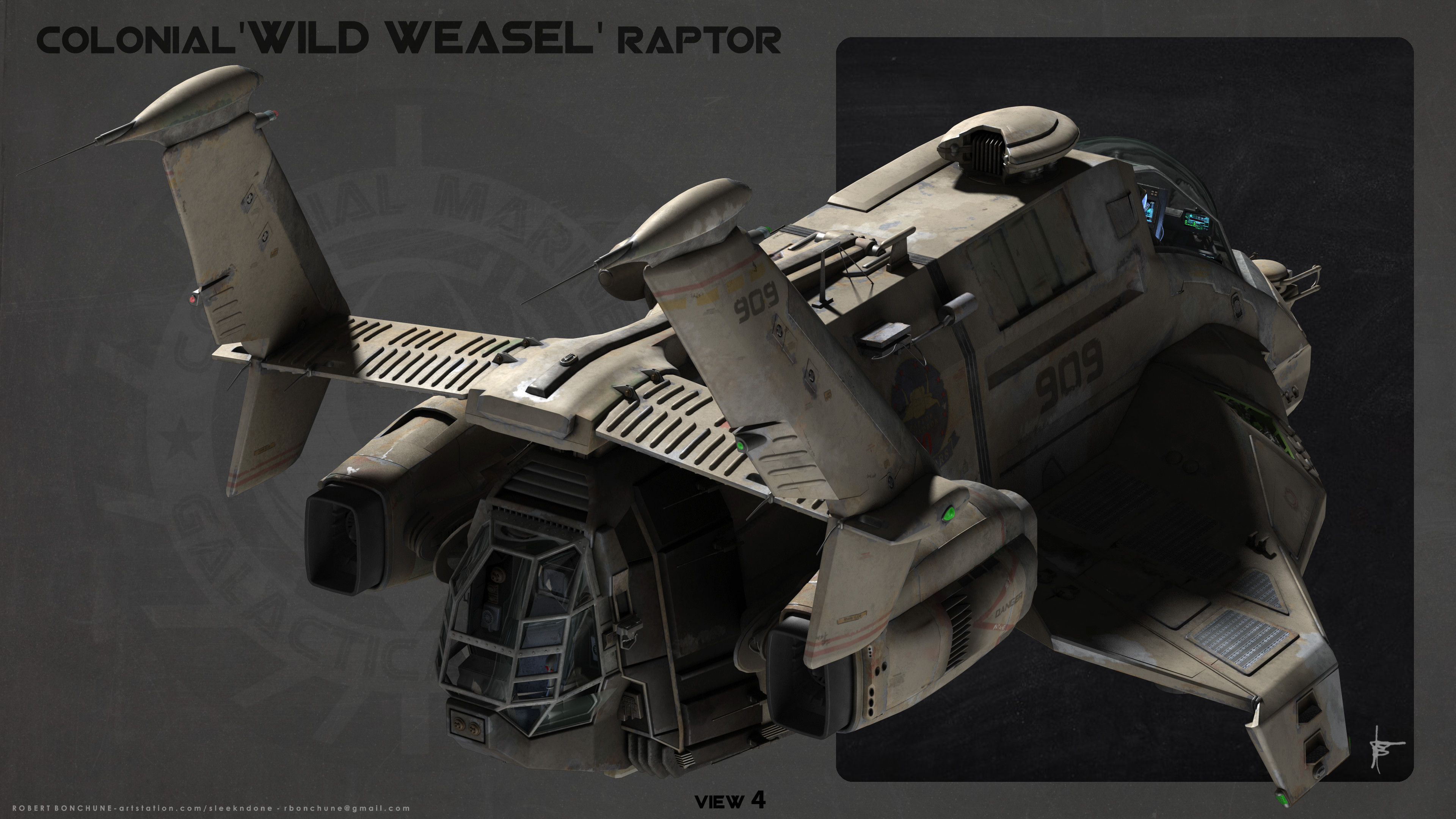 Robert Bonchune - Colonial "Wild Weasel" Raptor - Various views - BSG
