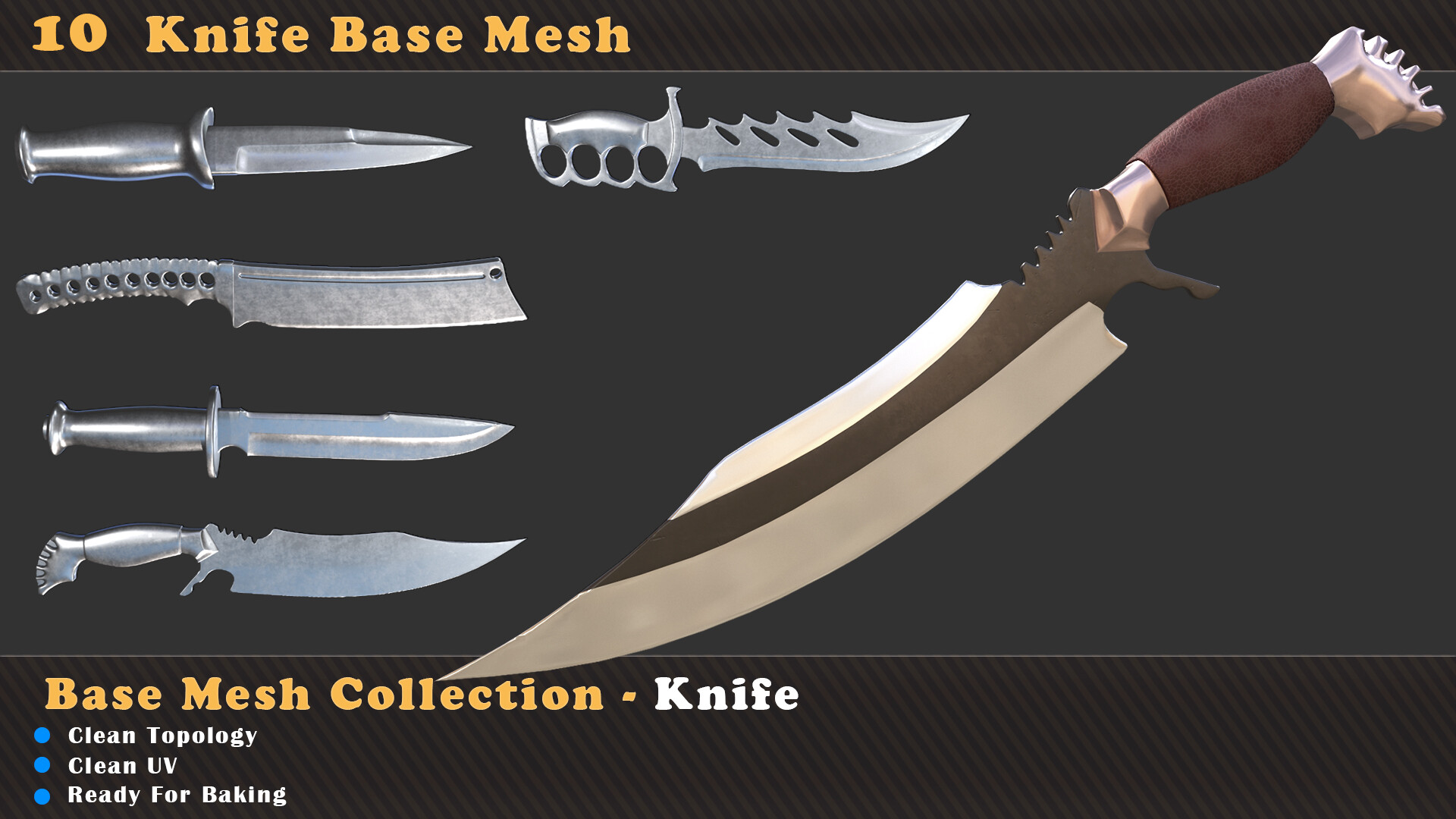ArtStation - 10 Knife Base Mesh