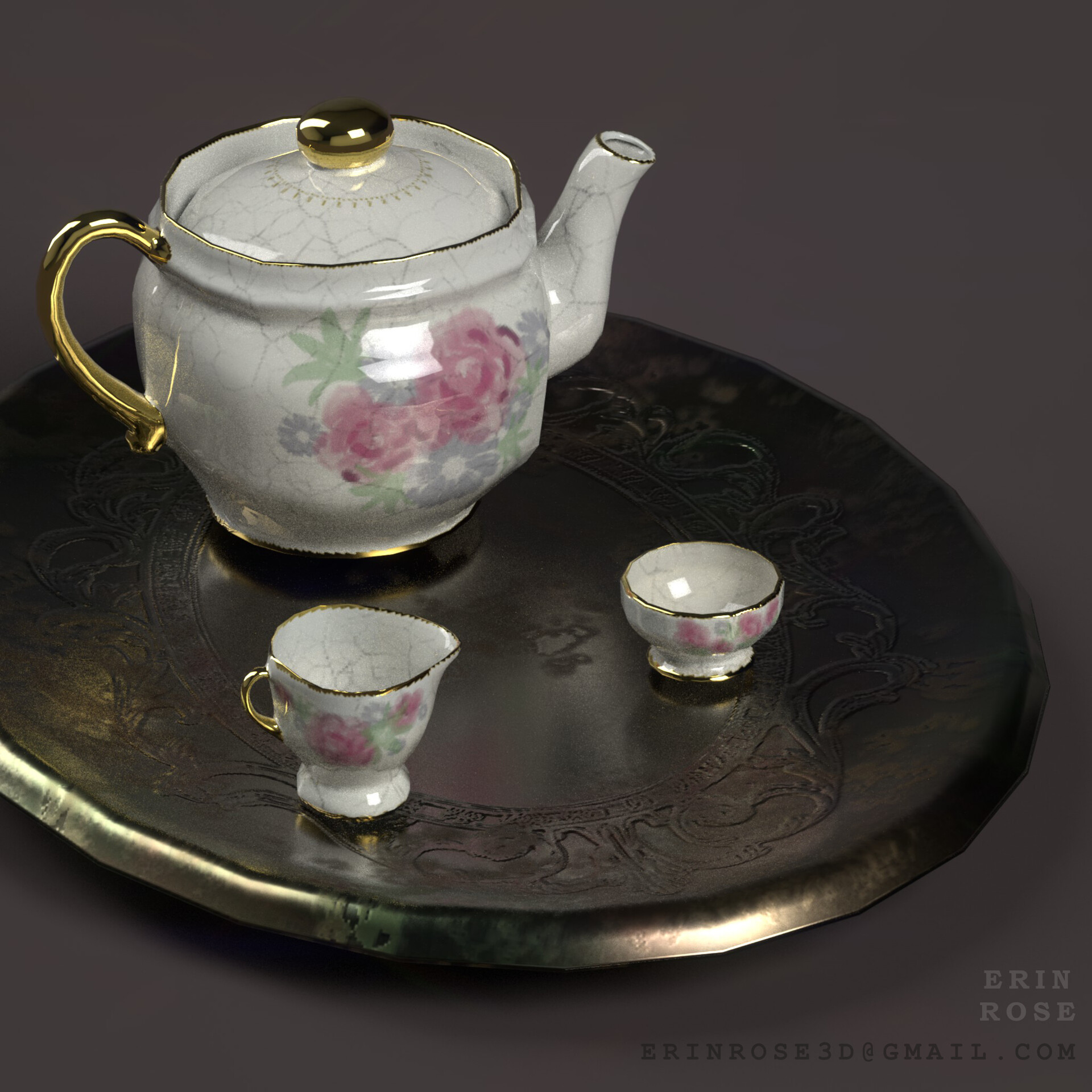 ArtStation - Little Vintage Tea set- 3D Asset