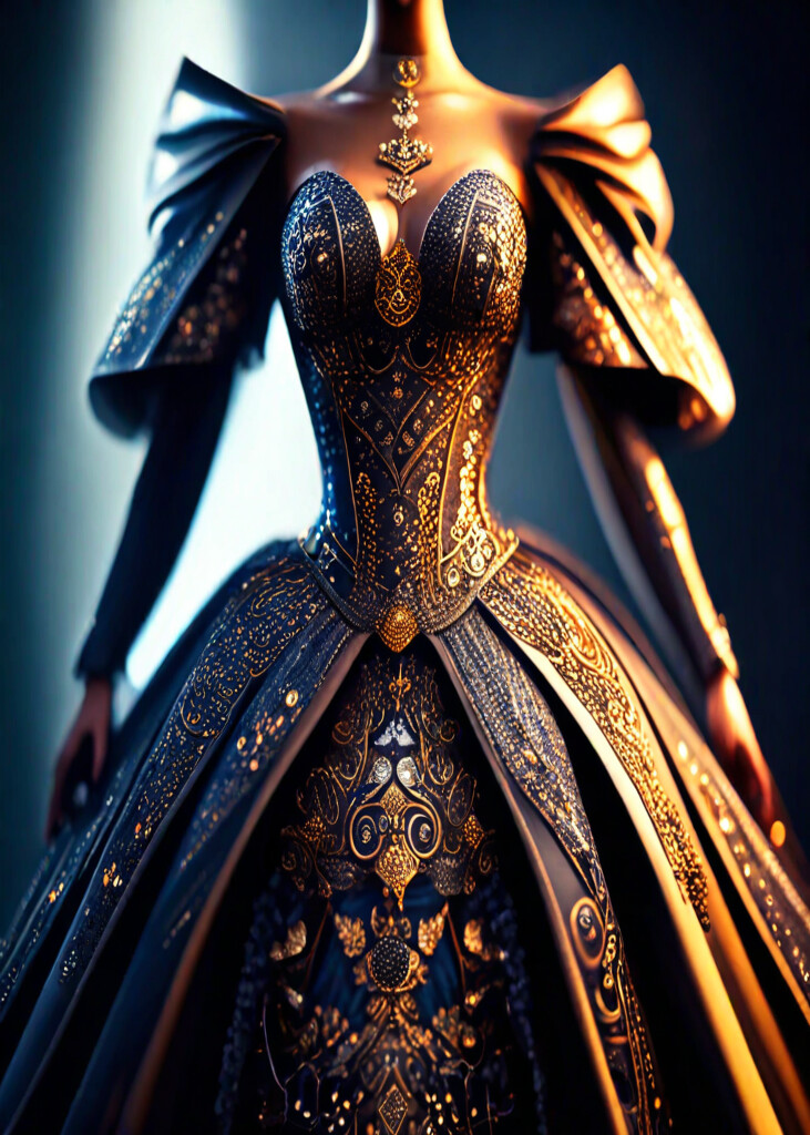 ArtStation - Couture of the Crown: A Queen's Tale in Midnight Blue & Gold