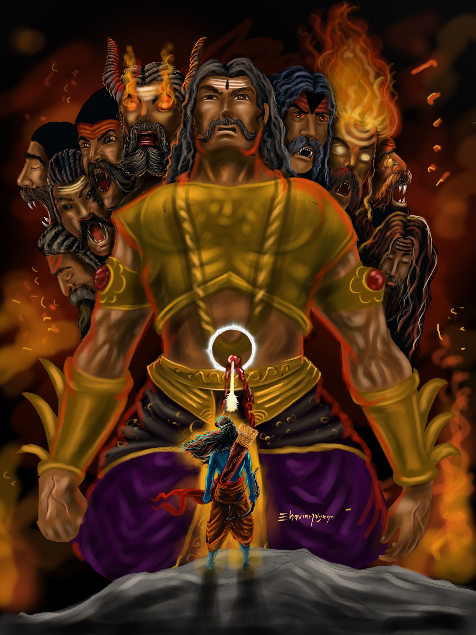 ArtStation - Ravan vadh- digital painting complete