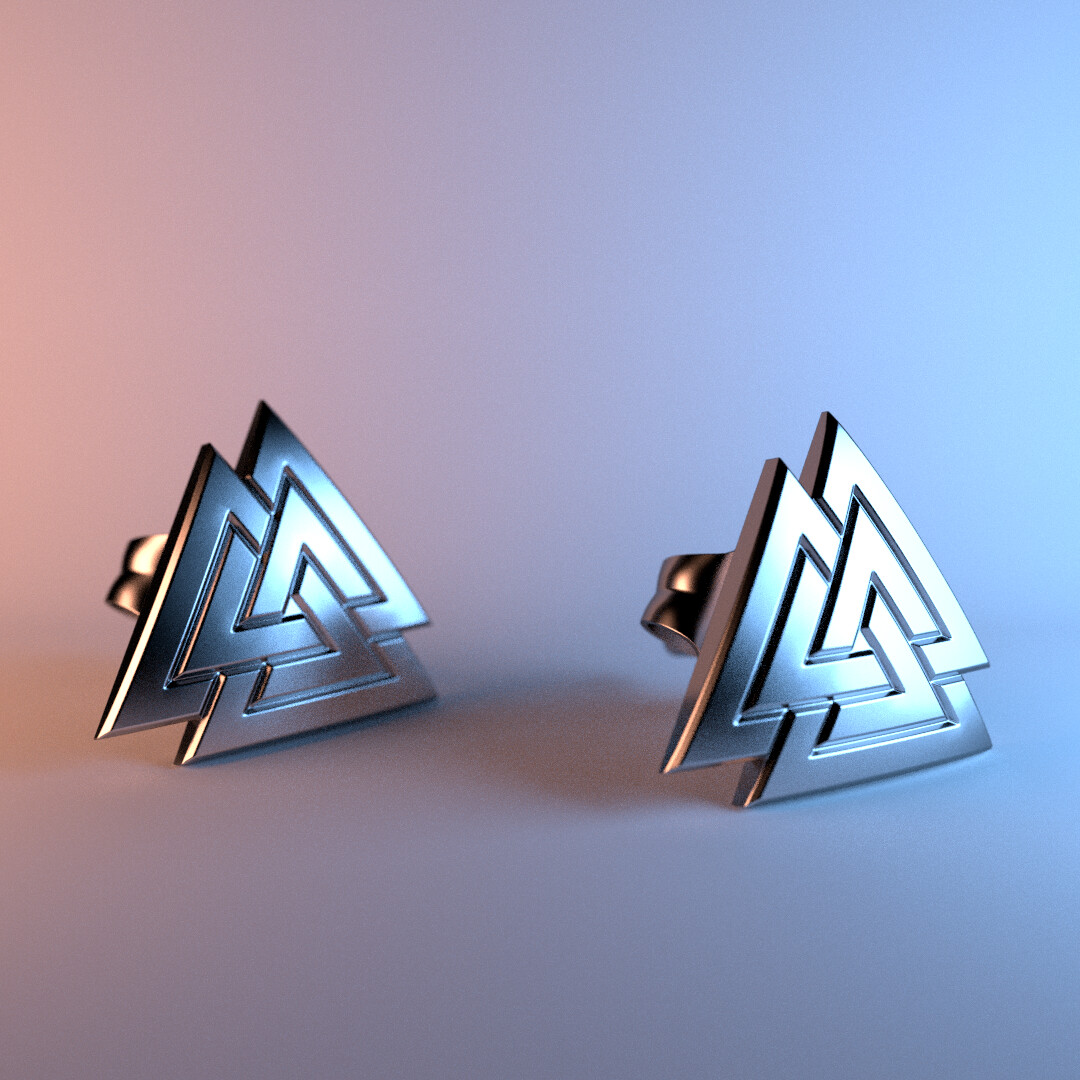 ArtStation - Earrings made of silver valknut