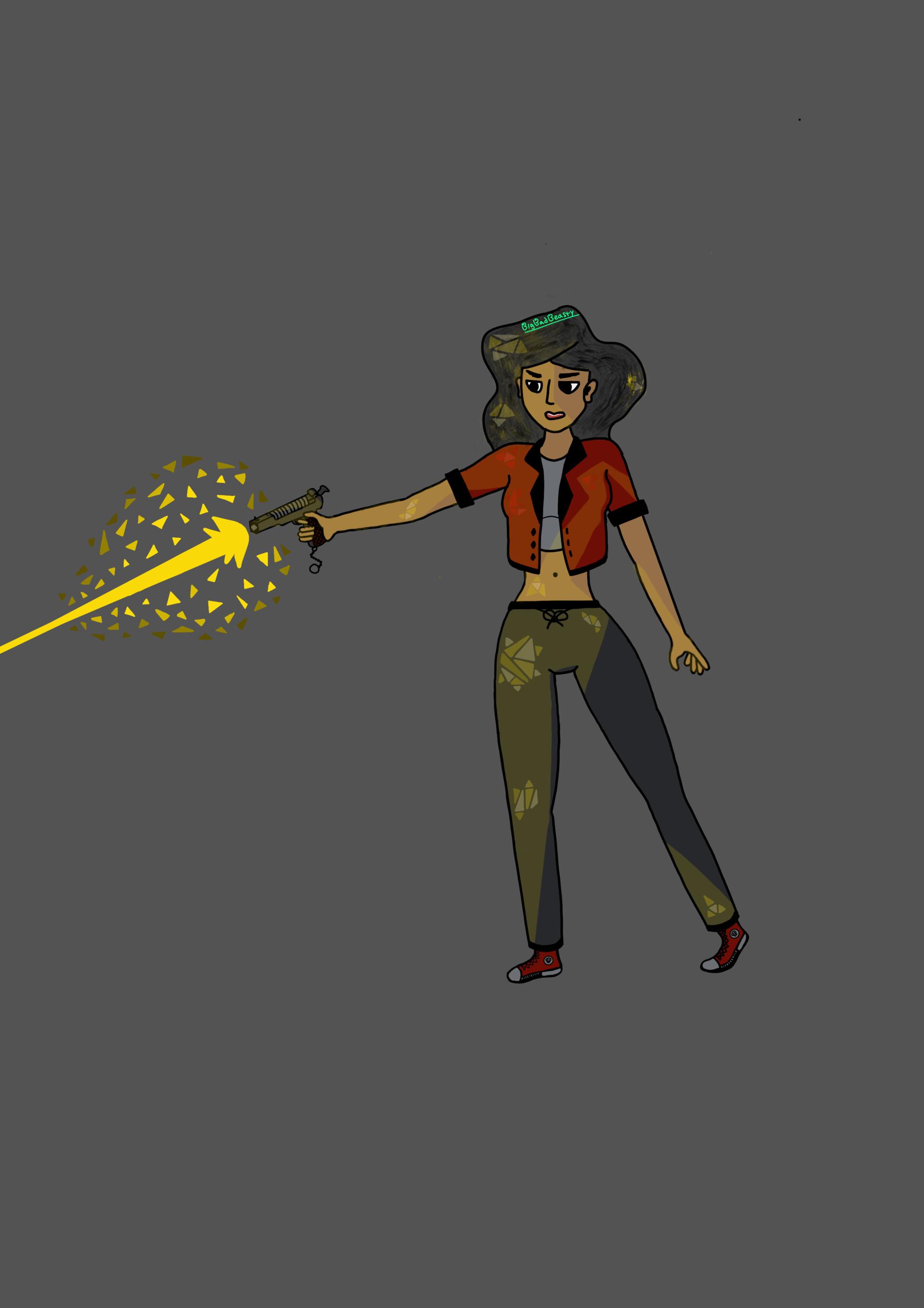 ArtStation - Woman is shooting from a gun.