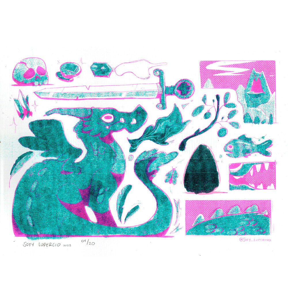 Sofy Lupercio - DRAGON SHEET - RISOGRAPHY