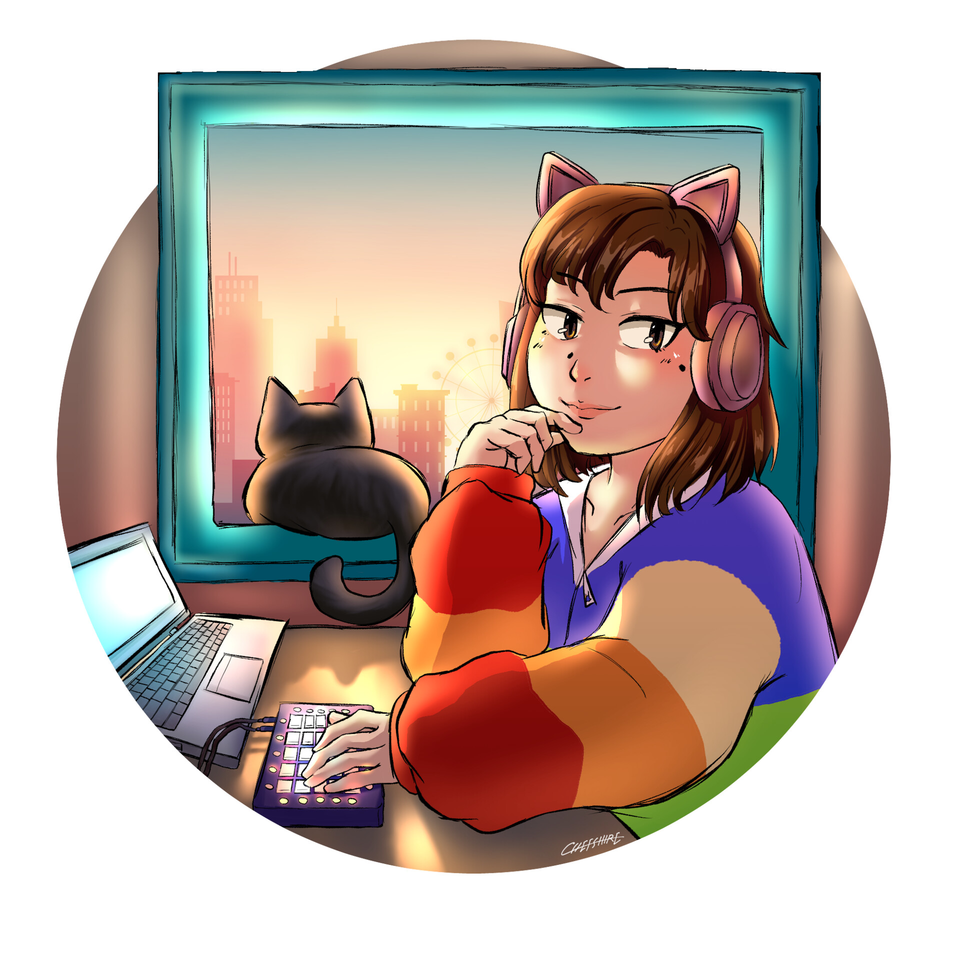 ArtStation - Trapkittybeatz Lofi art commission