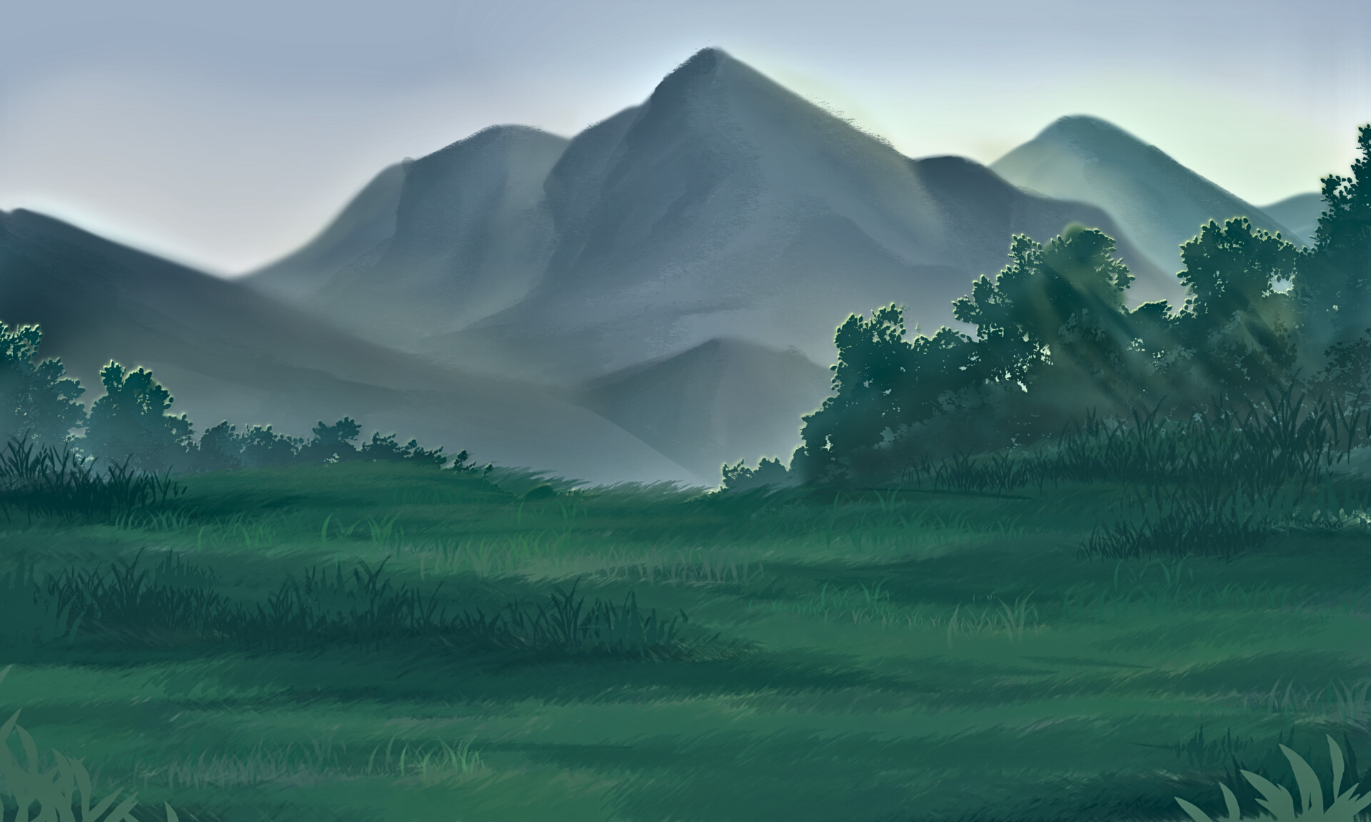 Kyla Syahda - Grassfield and Mountain - Background