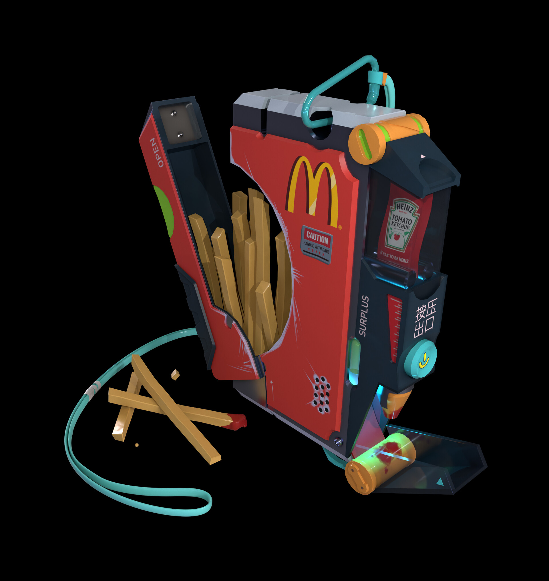 ArtStation - 'Snack Gun - McDonald's fries' 3D Model Render