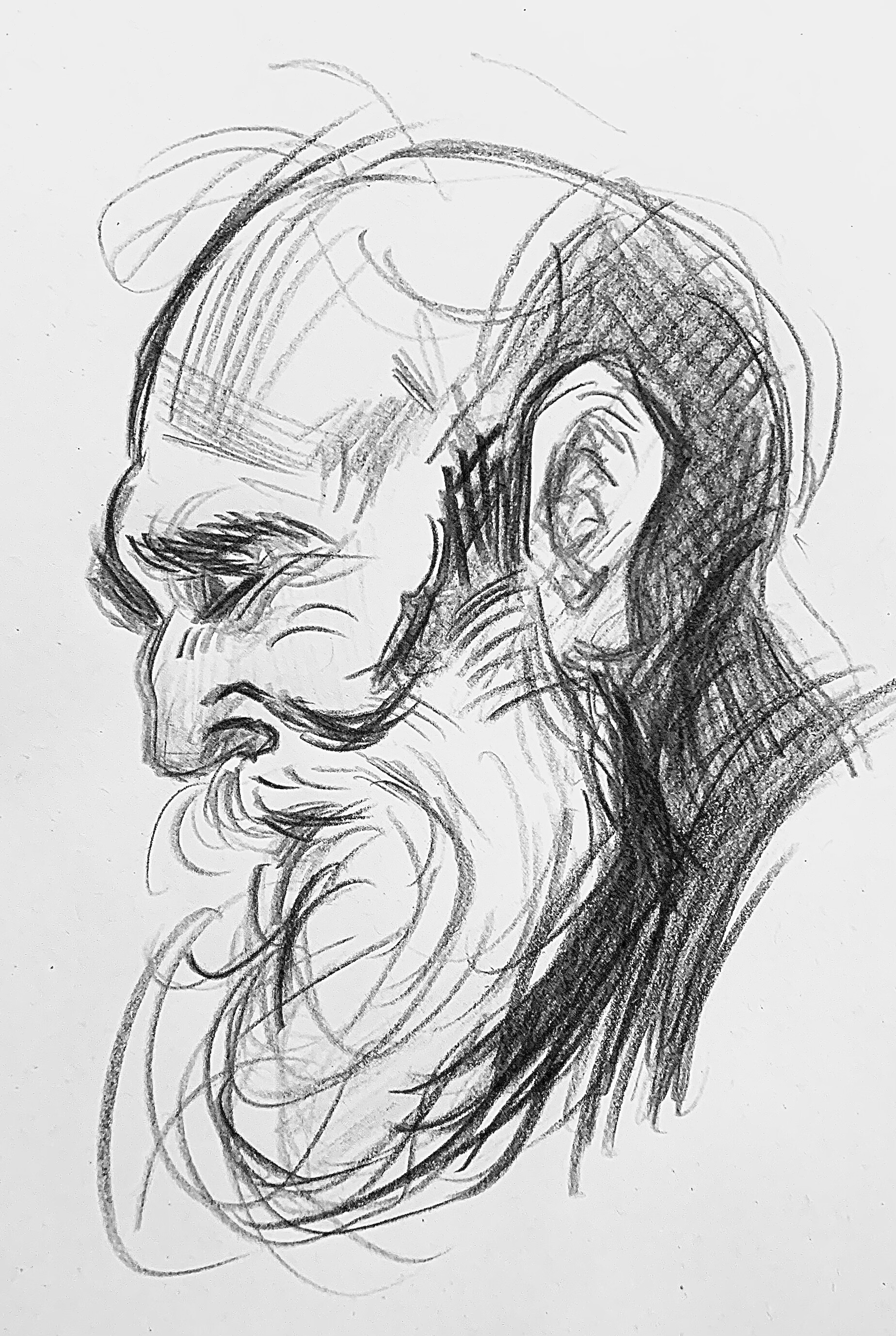 how to draw an old man profile