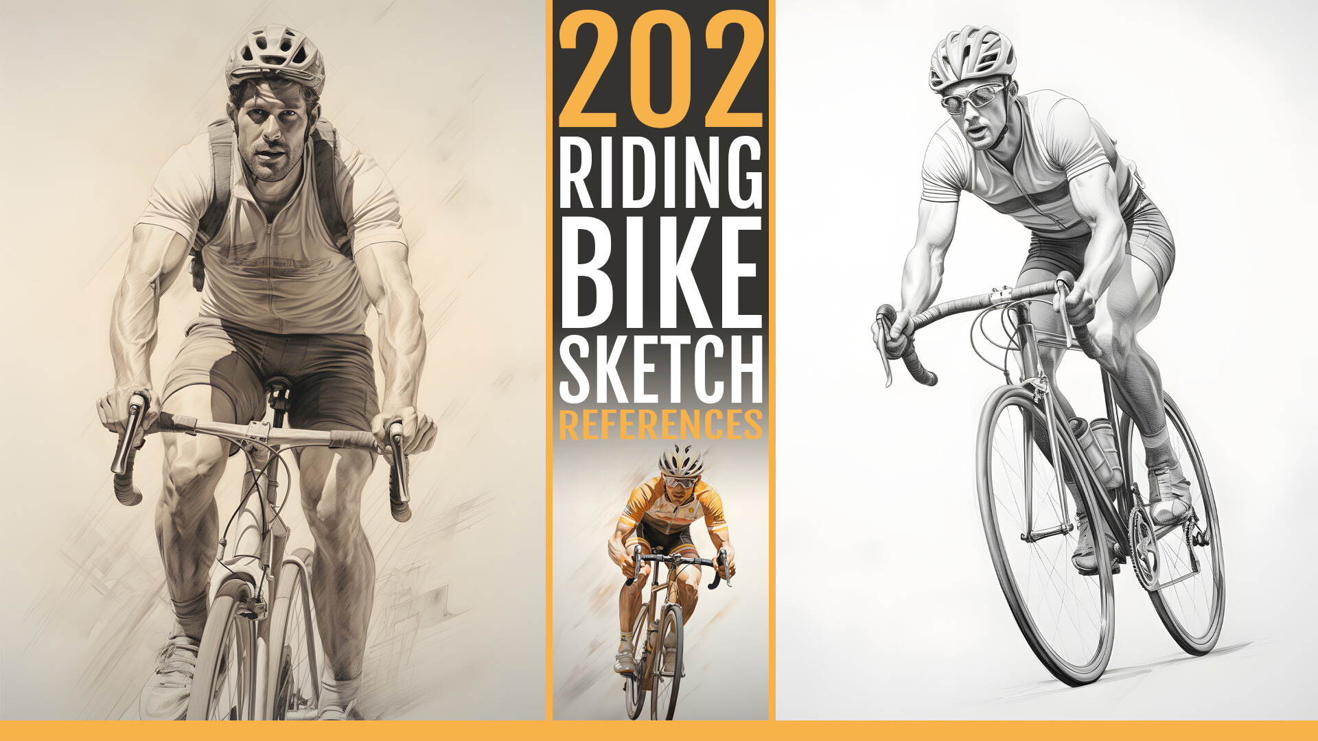 Artificial Dimension - 202 Male Riding Bike Sketch References