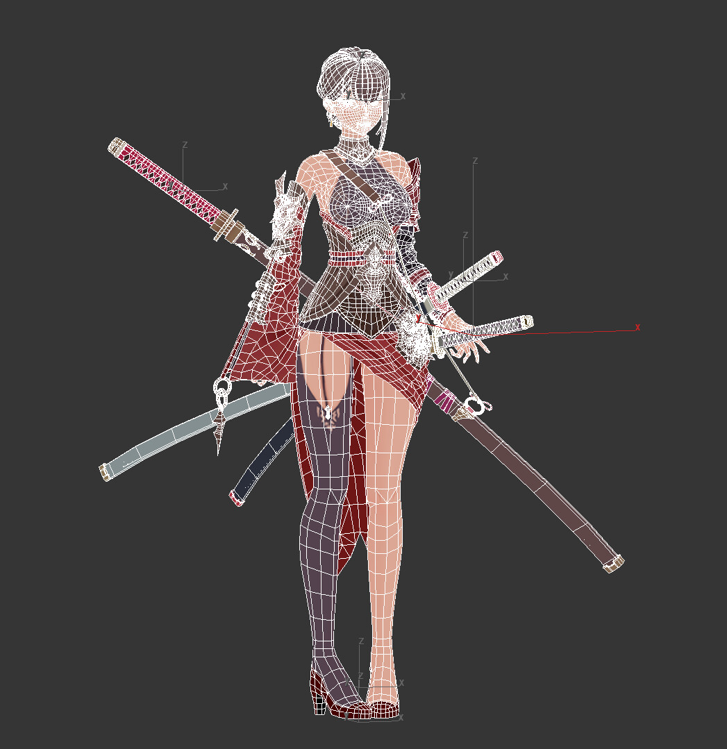 dong ju kim - Samurai girl Fan Art - Bake Hand Paint and PBR+NPR Shader graph study