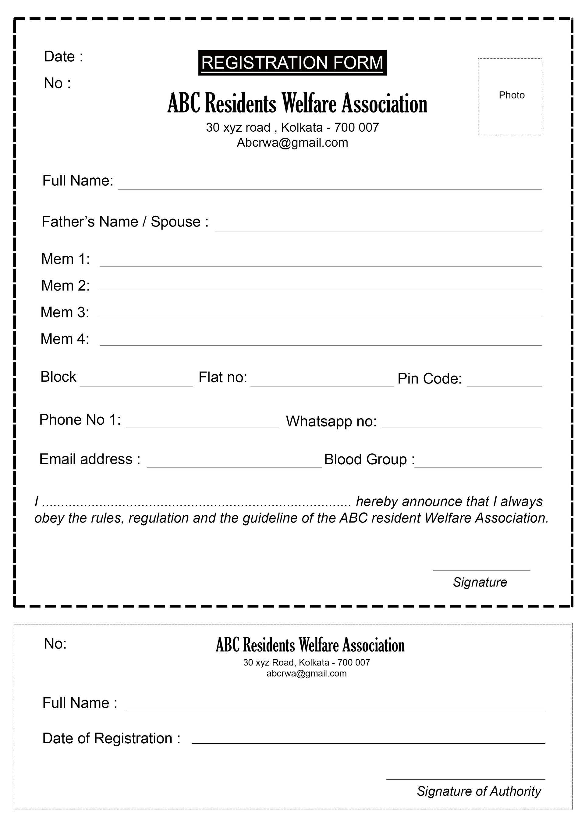 ArtStation - Printable Registration Form