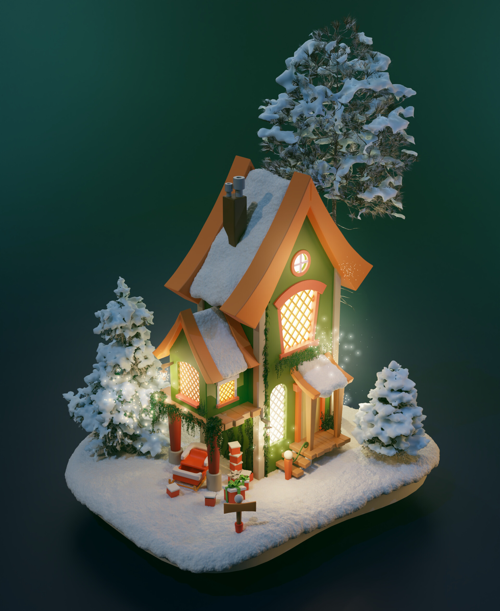ArtStation - Christmas House - 3D Asset