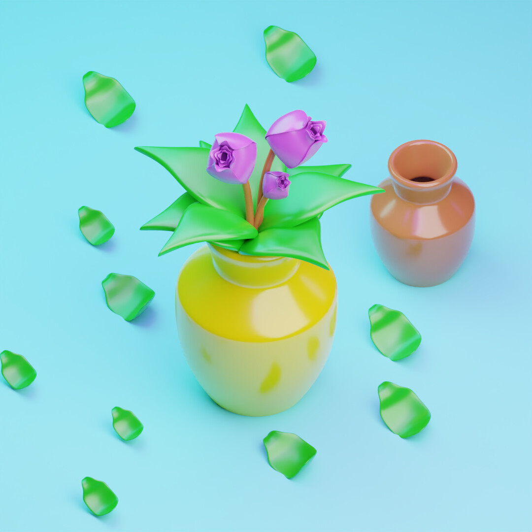 ArtStation - Stunning Poly Flower Pot with blender