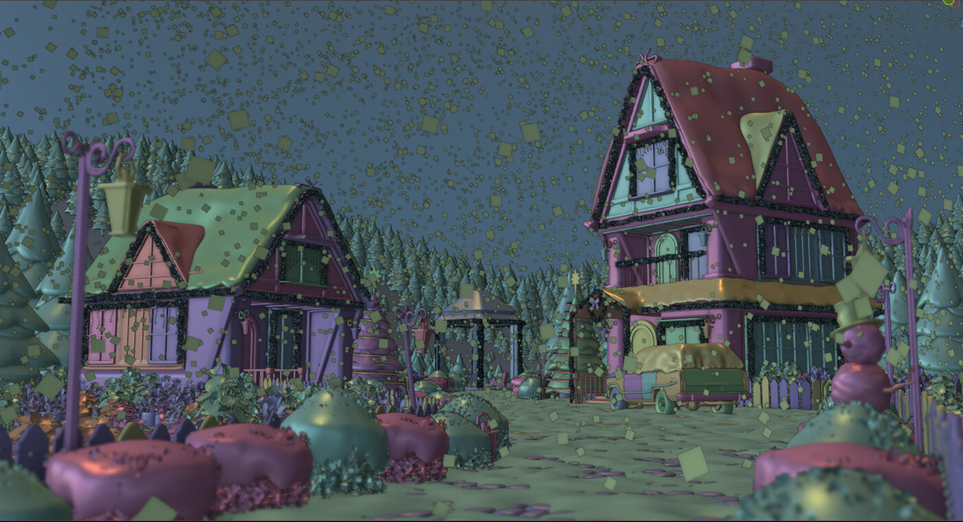 Khoi Anh - Christmas on snowy hill with twin house