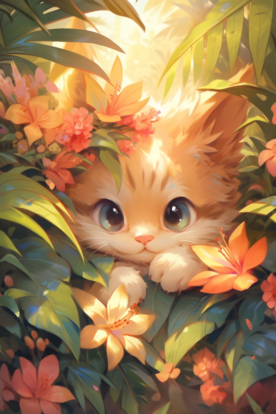 ArtStation - Cute Kitty Wall Art Print, Watercolor Cat Portrait
