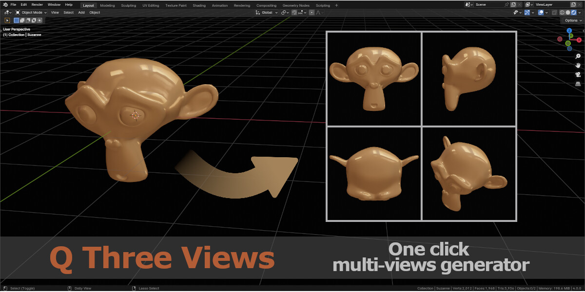 ArtStation - Q Three Views is a blender Add-On that helps you produce ...