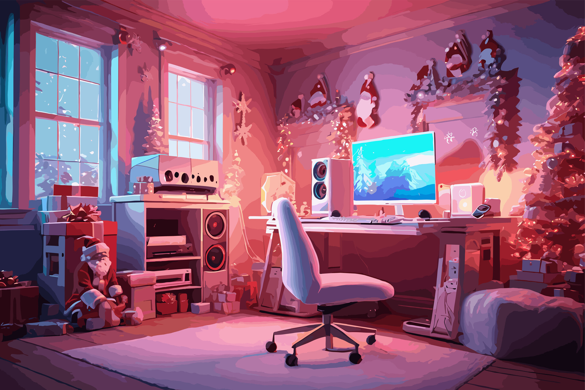 ArtStation - Santa Claus' computer gaming setup:
