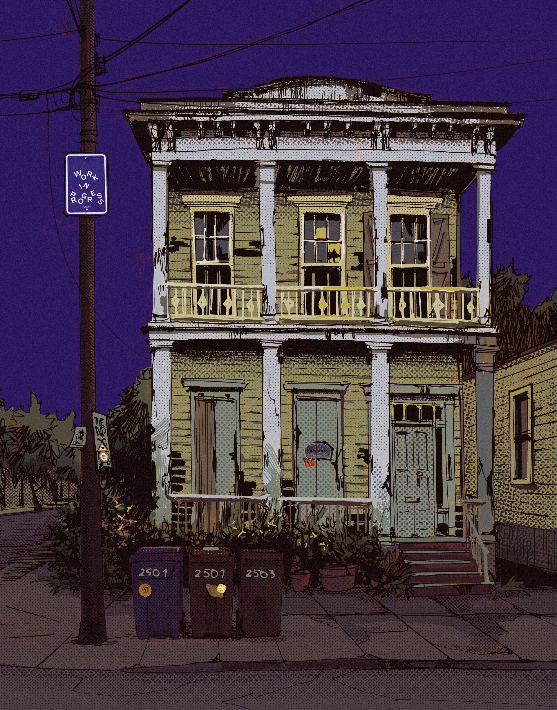ArtStation - New Orleans home illustration