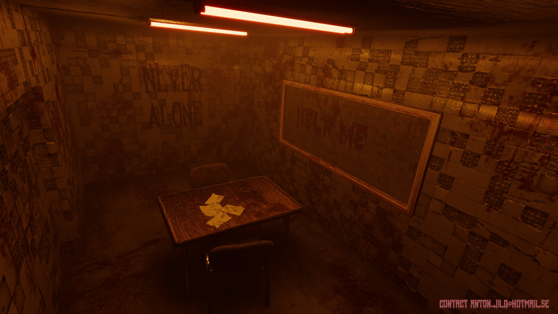 ArtStation - abandoned horror-themed interrogation room