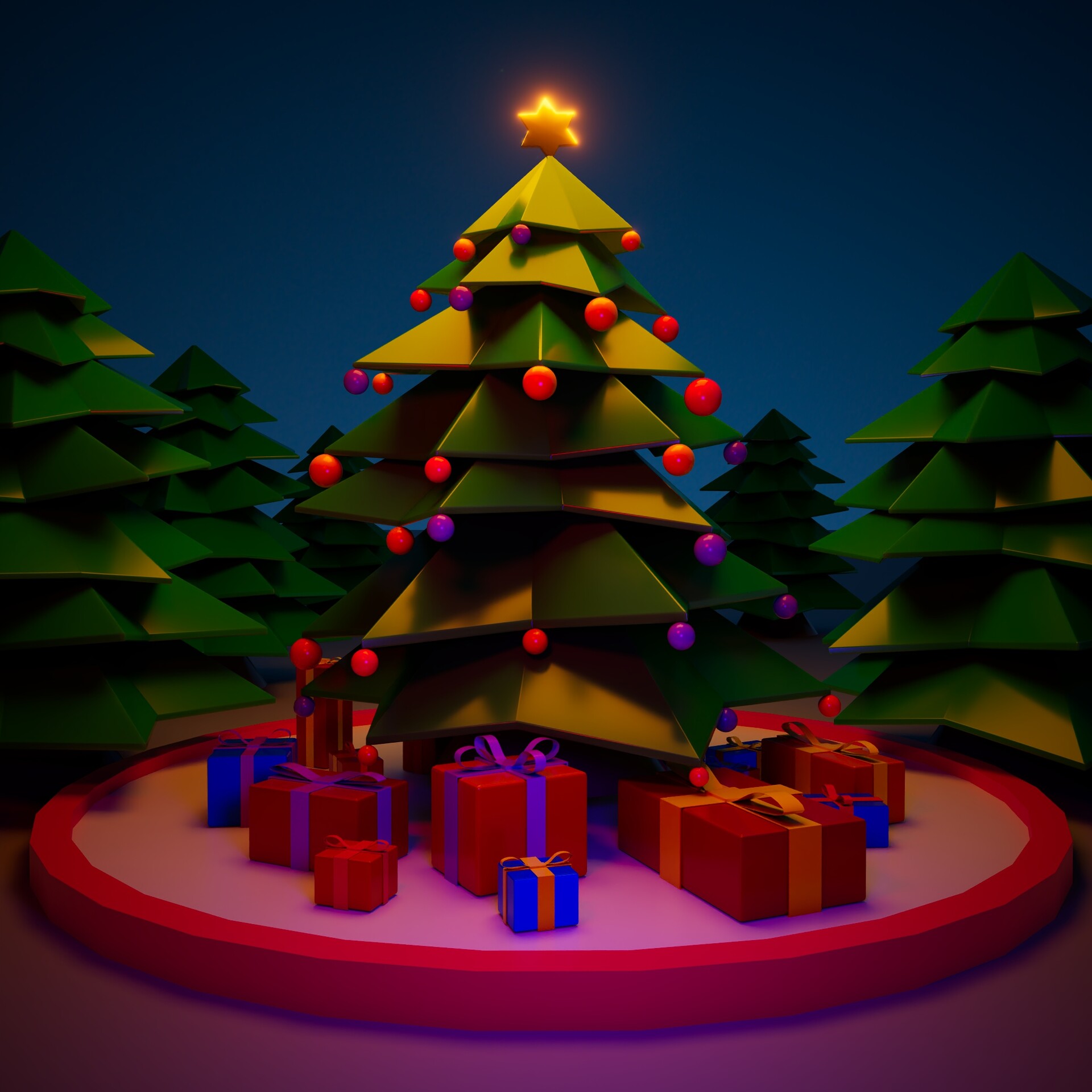 ArtStation - Christmas tree in the forest