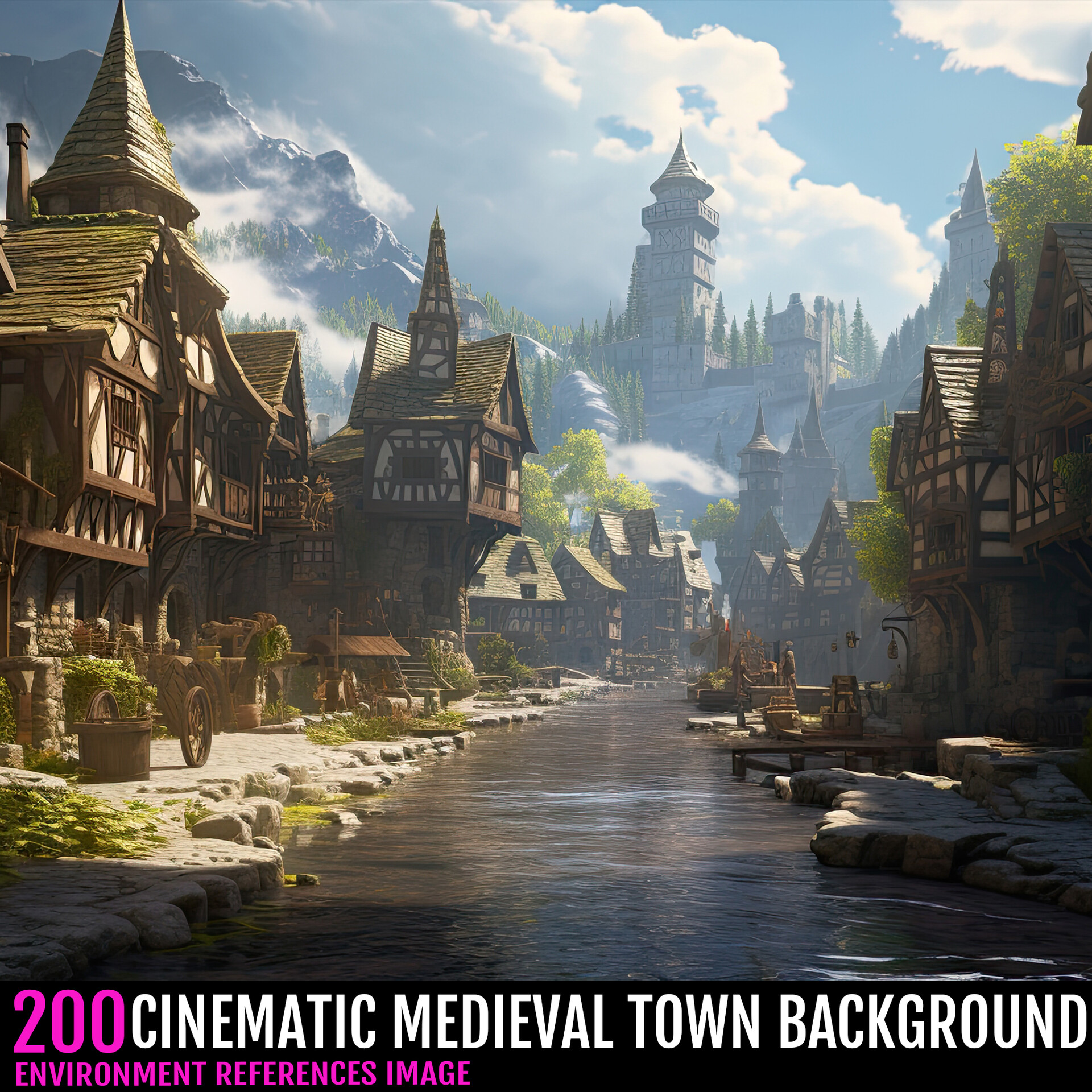 ArtStation - 200 CINEMATIC MEDIEVAL TOWN BACKGROUND / 4K