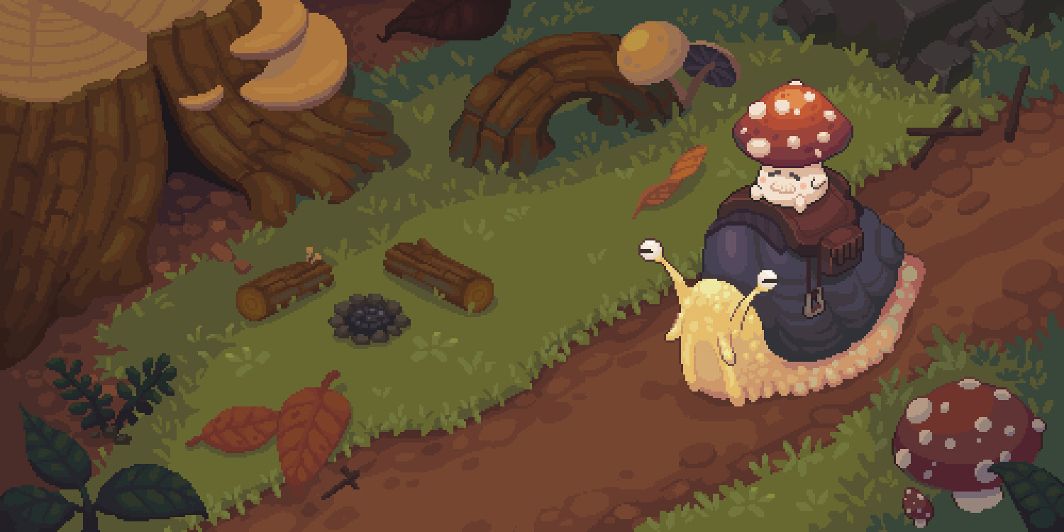 ArtStation - Mushroom Man Riding a Snail Pixel Art