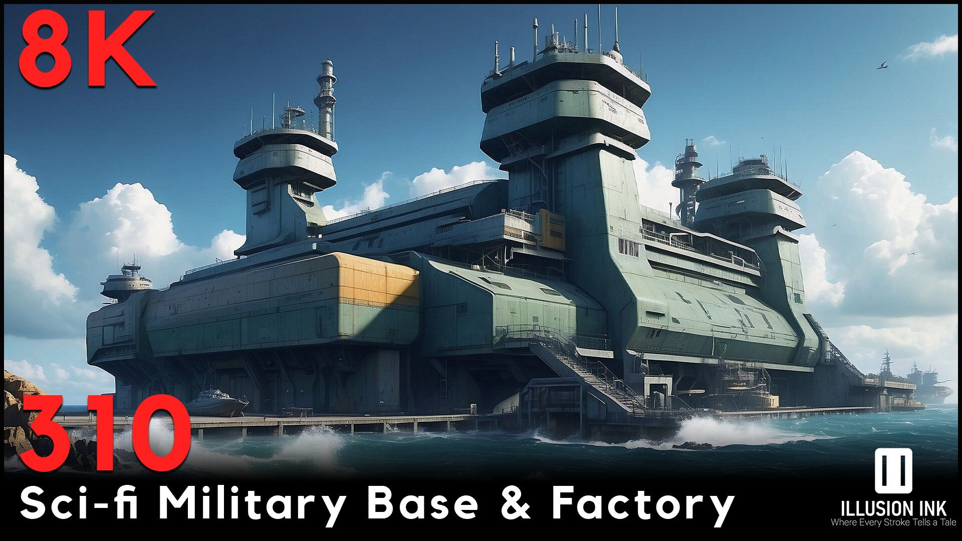 ILLUSION INK - 310 Sci-fi Military Base & Factory Concept References | 8K