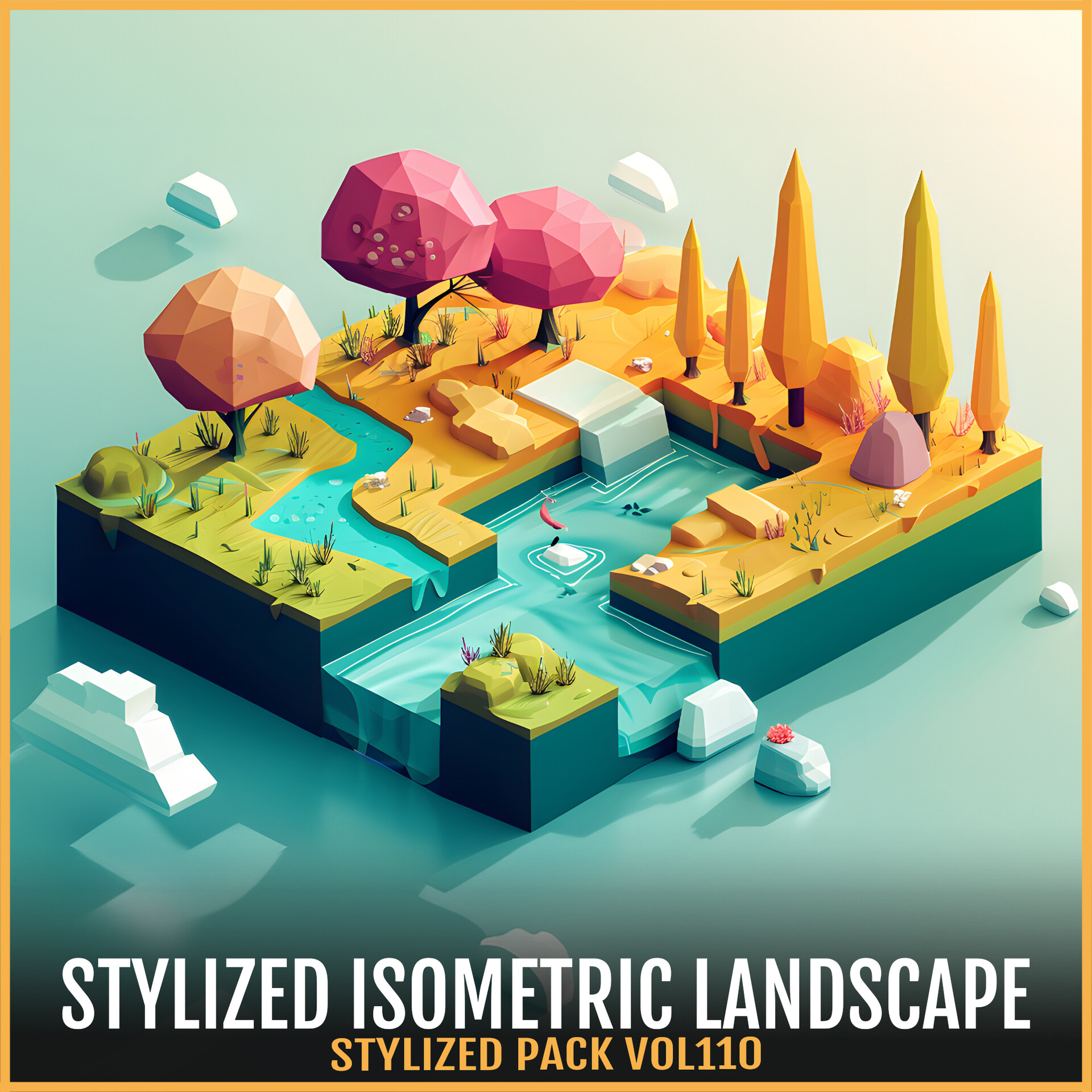ArtStation - 202 Stylized Isometric Game Landscape VOL110