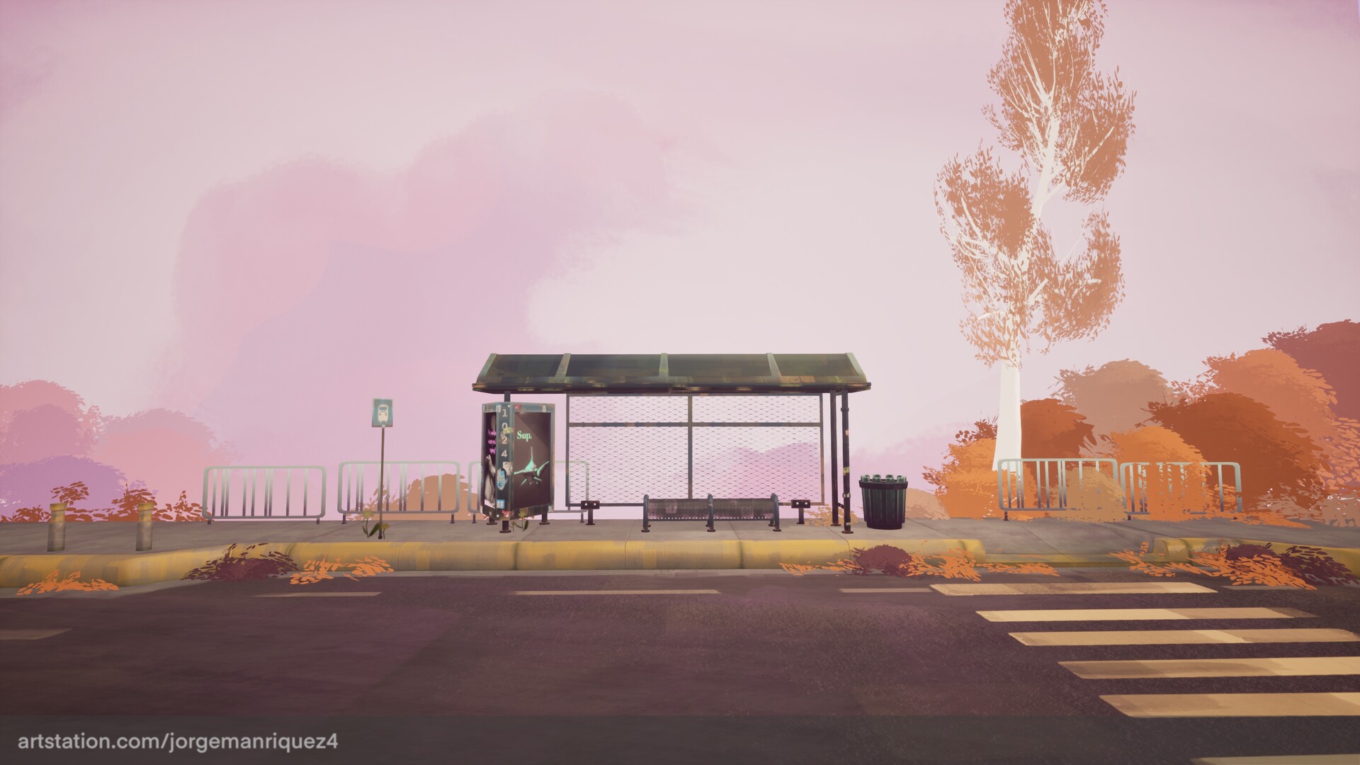 ArtStation - Stylized Bus Stop Environment