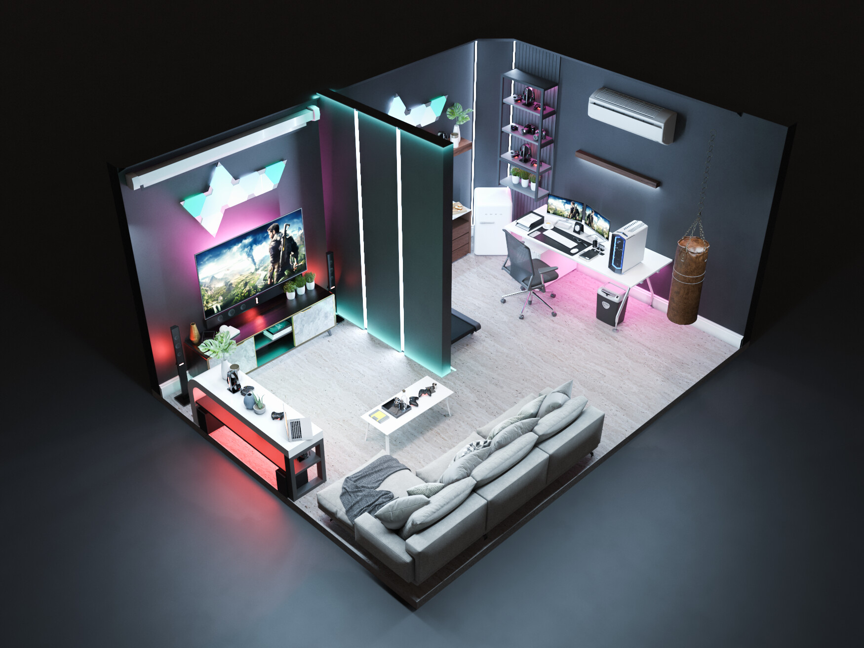 ArtStation - Game Room Design - Interior Design